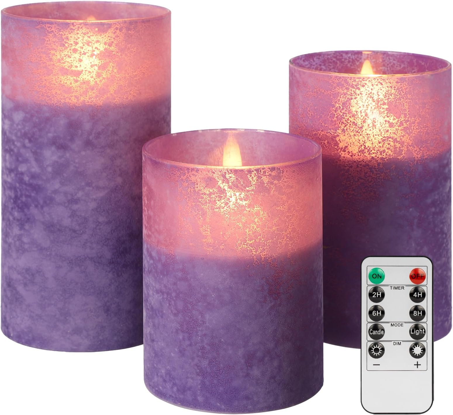 Amazon.com: yunsheng Flameless Advent Candles Purple and Pink, 4 Inch ...