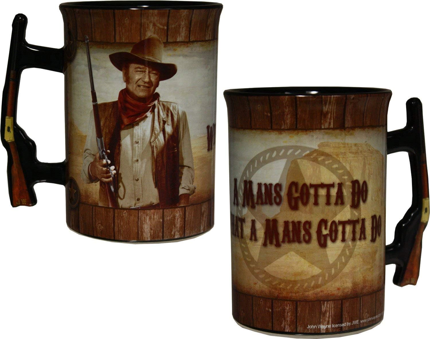 Amazon.com: John Wayne 16-Ounce Pistol Handle Glazed Ceramic Mug : Home ...