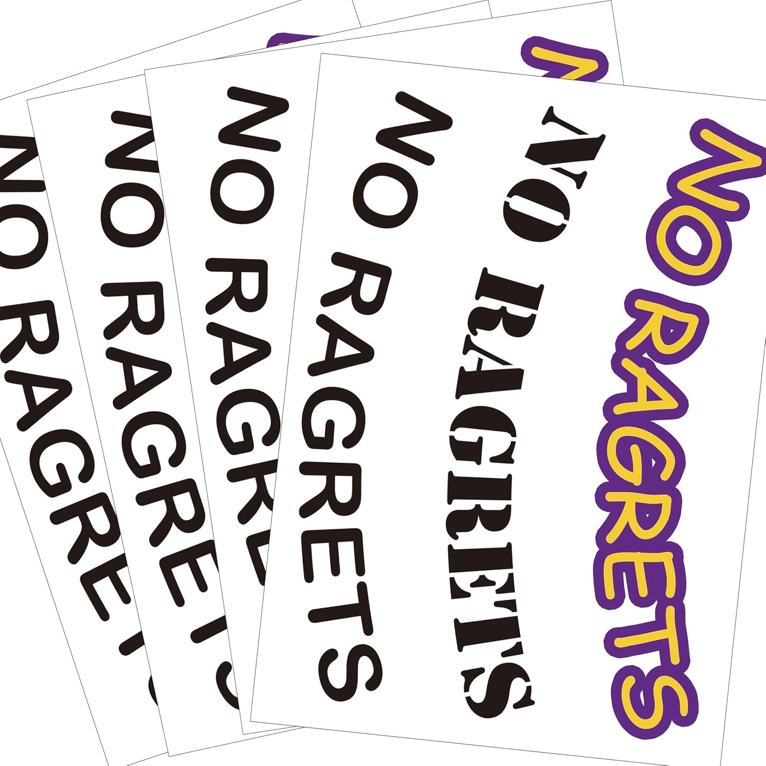 Amazon.com : No Ragret Tattoos, 4-Sheet English Word No Ragrets ...