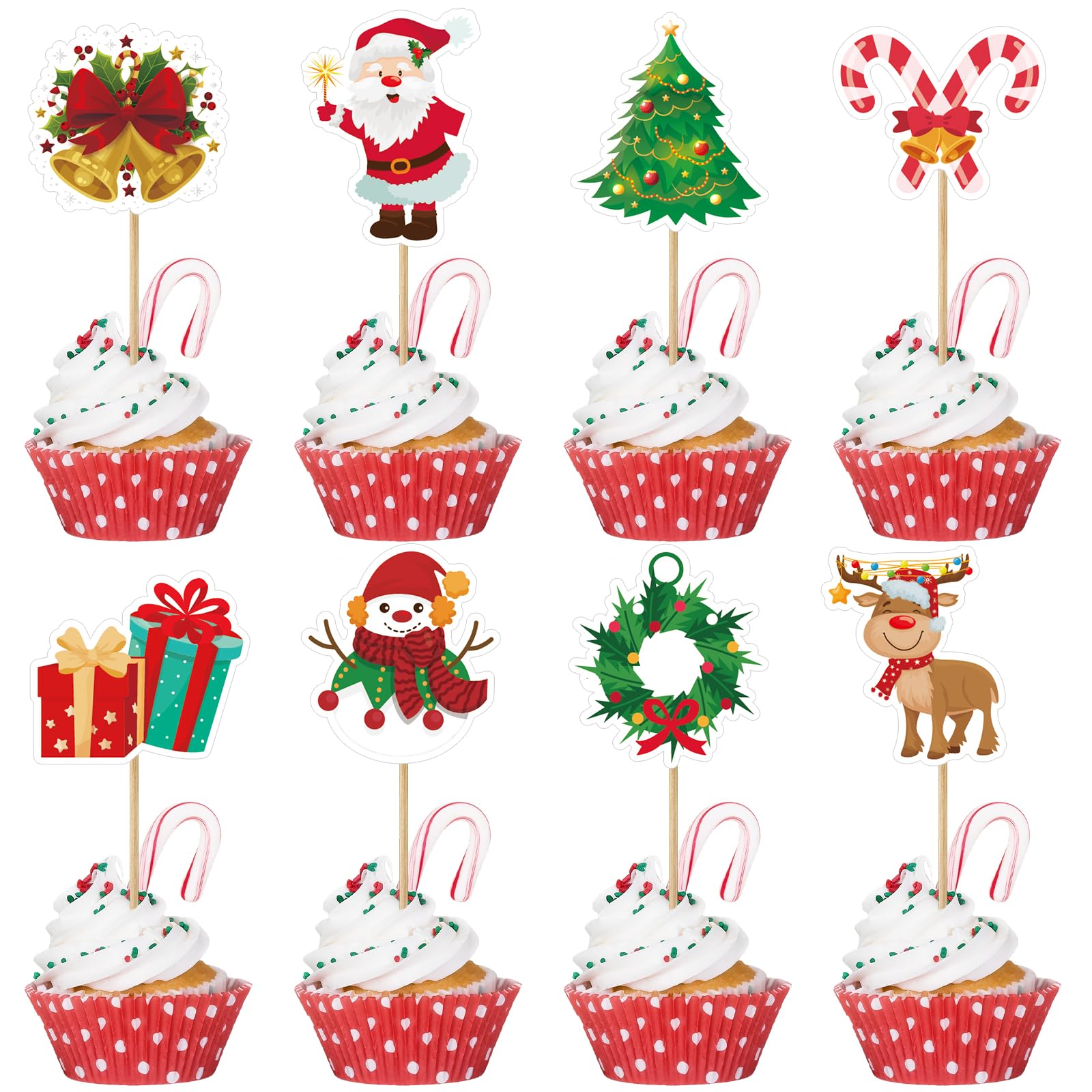 Amazon.com: Yoomod 96PCS Christmas Cupcake Toppers Picks - Christmas ...