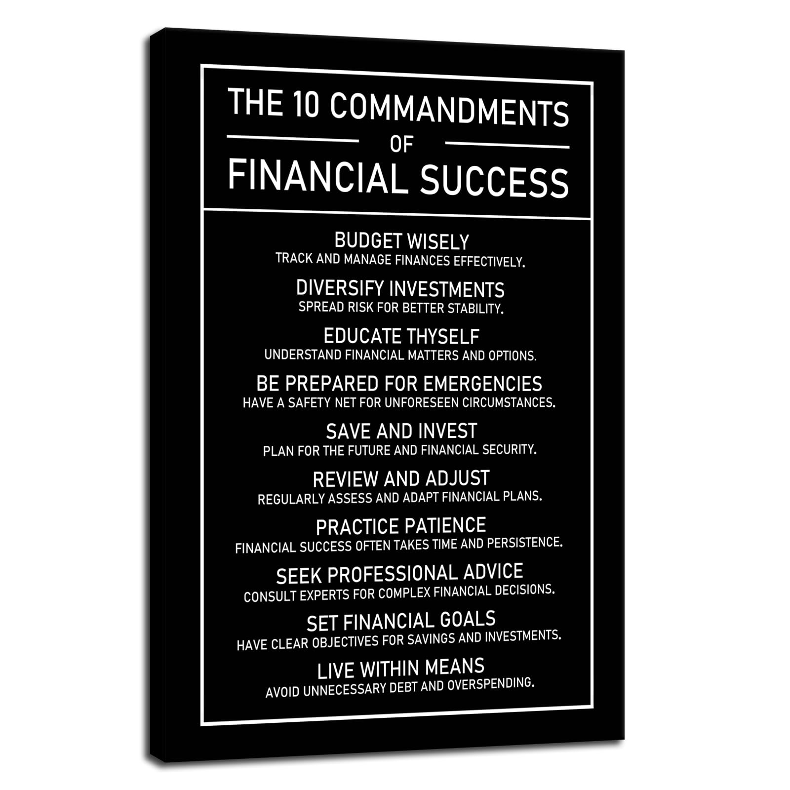 Amazon.com: The 10 Commandments Of Financial Success Motivational Wall ...
