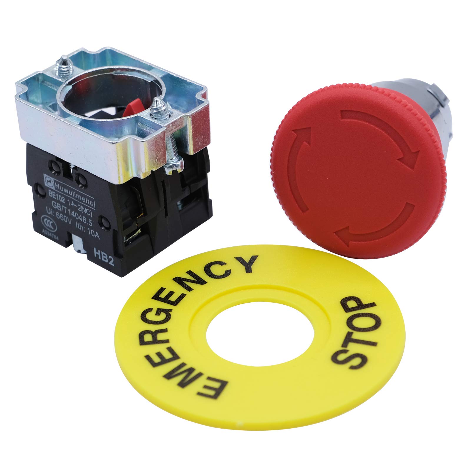 Snapklik.com : Mxuteuk 1NC 1NO 22mm Emergency Stop Push Button Switch ...