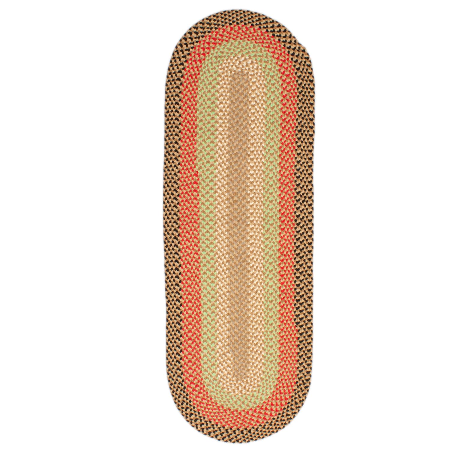 Amazon.com: Super Area Rugs Runner 2' X 6' Brown - Red - Green Oval ...