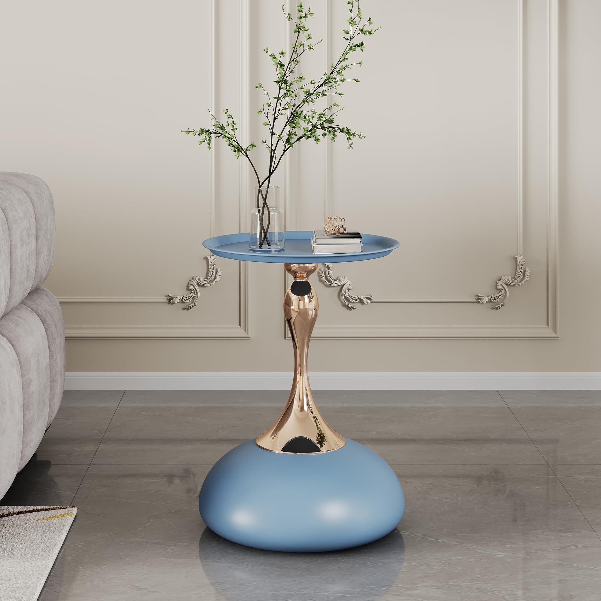 Amazon.com: AMHDDT Blue Round Side Table for Small Spaces, Small End ...