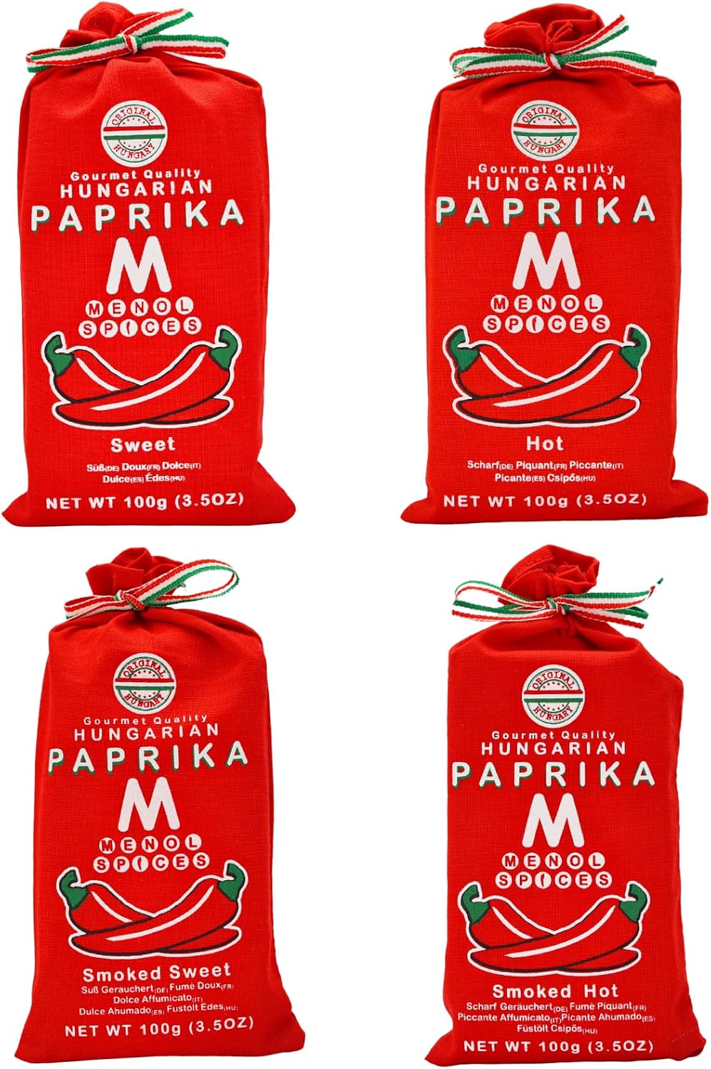 Menol Spices Authentic Hungarian Sweet Paprika Powder (Variety pack, 4 ...