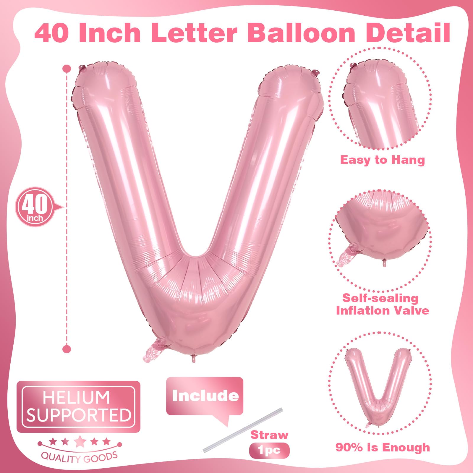Snapklik.com : 40 Inch Pastel Pink Letter Balloon, Giant Custom ...
