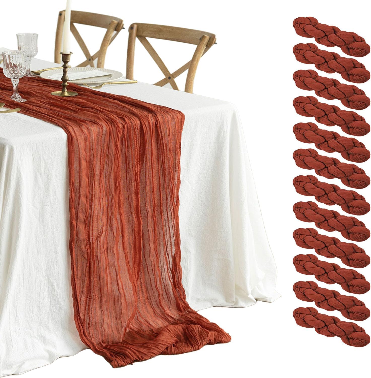 Amazon.com: 10 Pack Terracotta Cheesecloth Table Runner Gauze Table ...