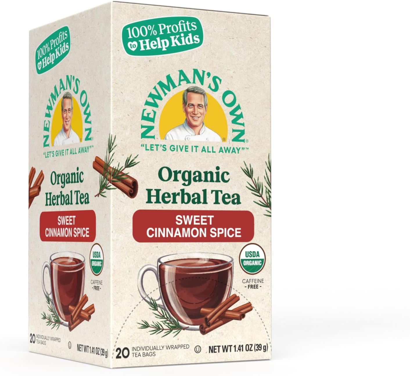 Amazon.com : Newman's Own Organic Sweet Cinnamon Spice Herbal Tea with ...
