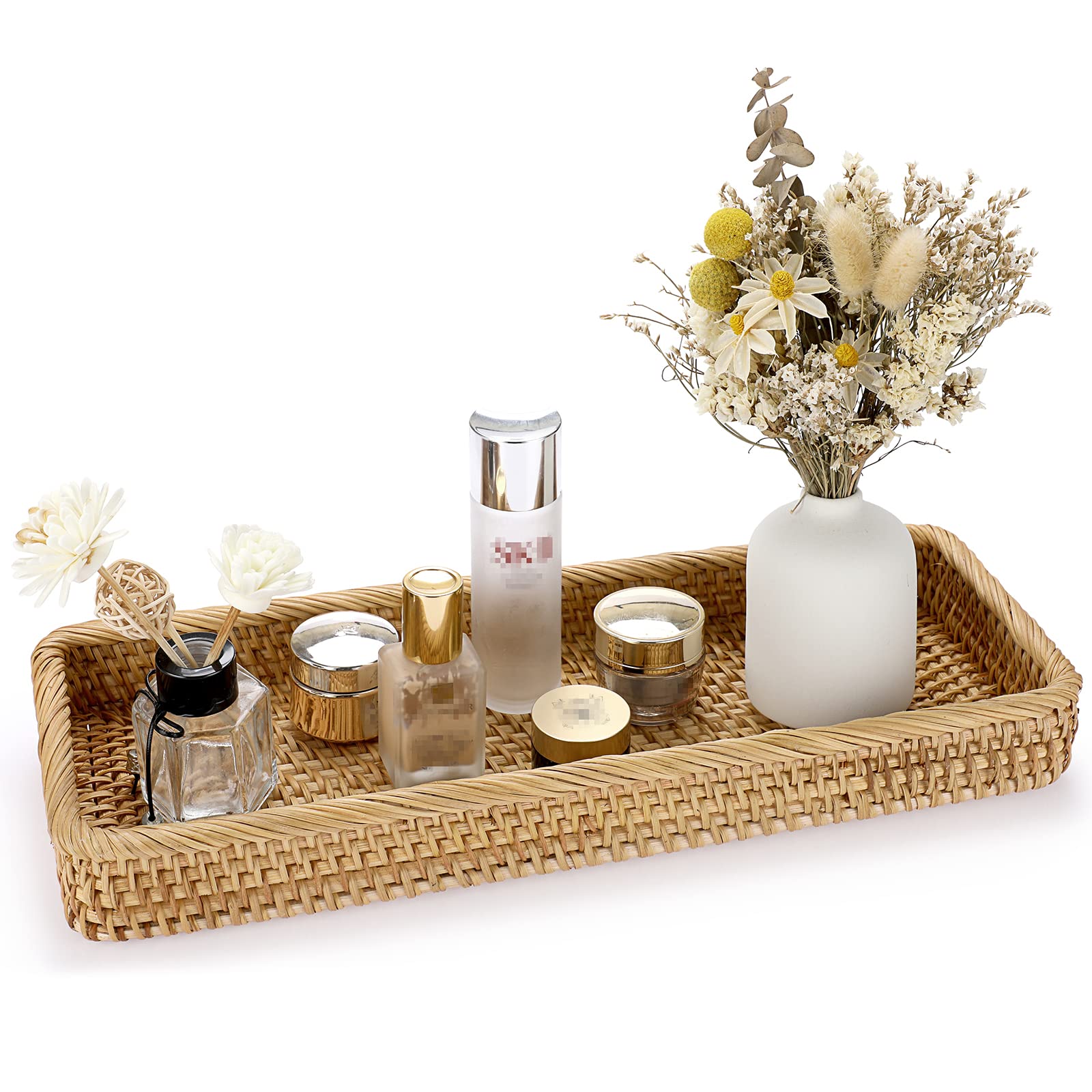 IGNPION Rattan Serving Tray Decorative Display Tray Table Storage Tray ...