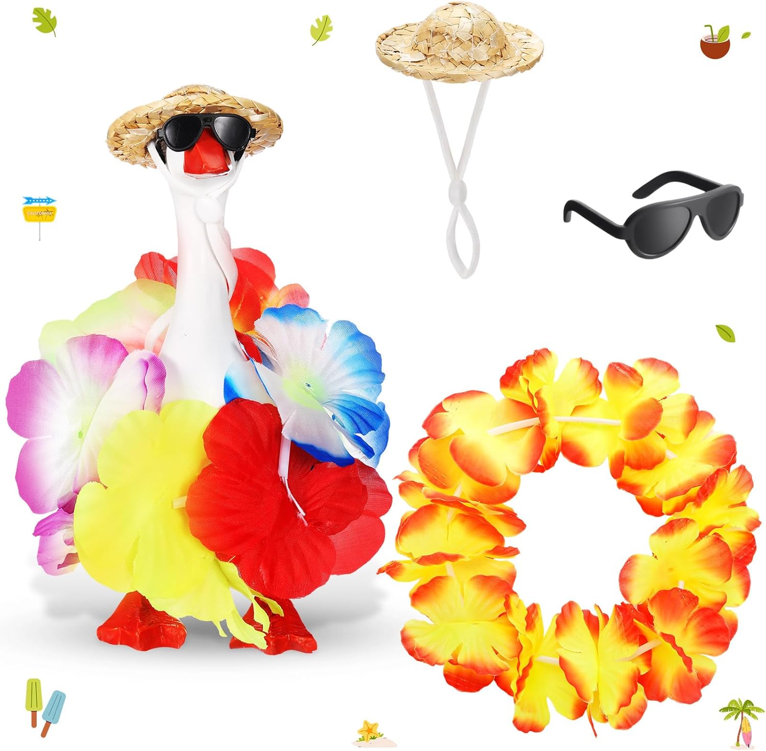 Amazon.com: Jeere 2 Sets Summer Mini Desk Goose Outfits, Magnetic 7 ...