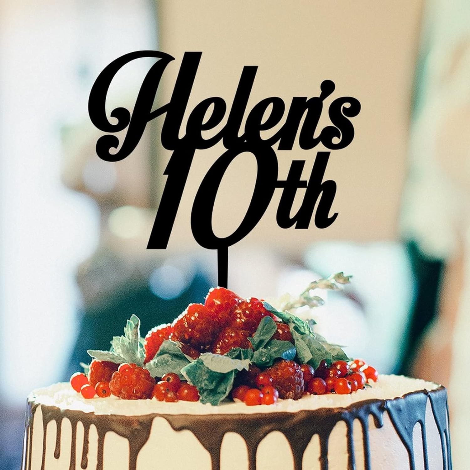 Amazon.com: 10th Cake Topper Black Acrylic Birthday Party Decorations ...