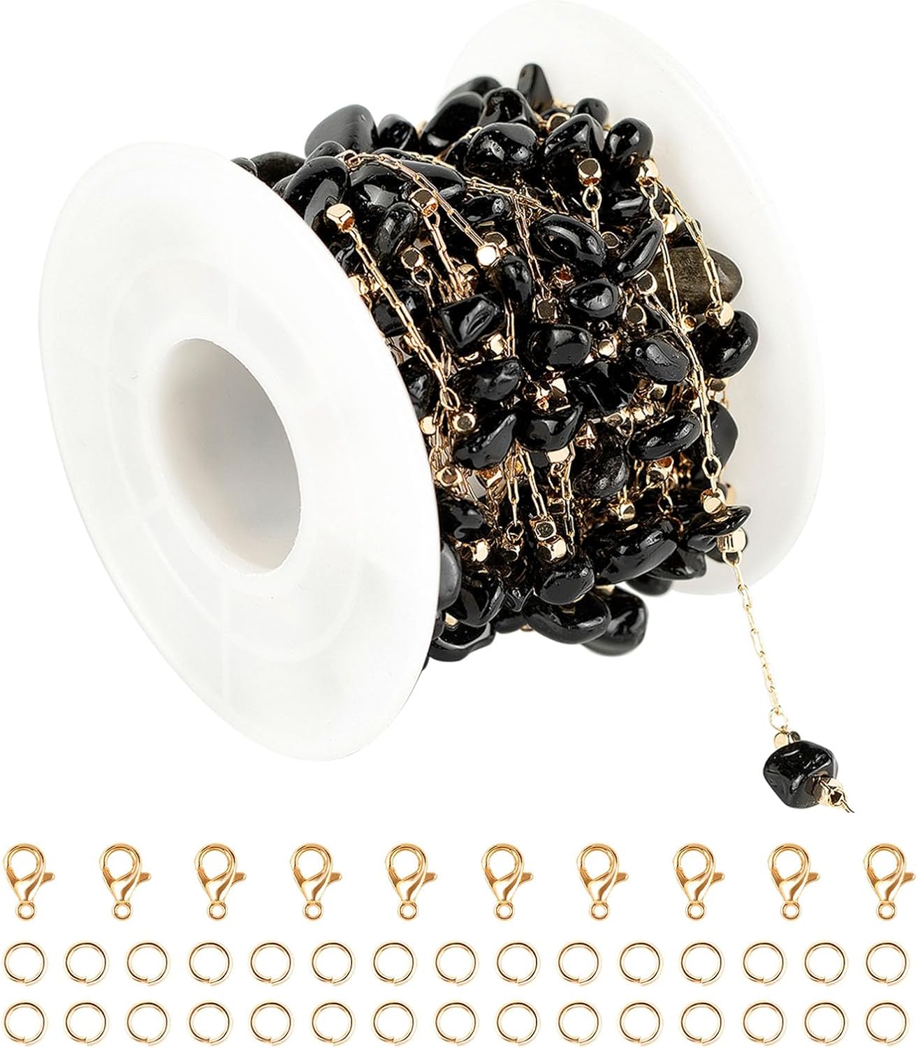 Amazon.com: KYUNHOO 16.4 Feet Natural Stone Jewelry Chains Bulk Black ...