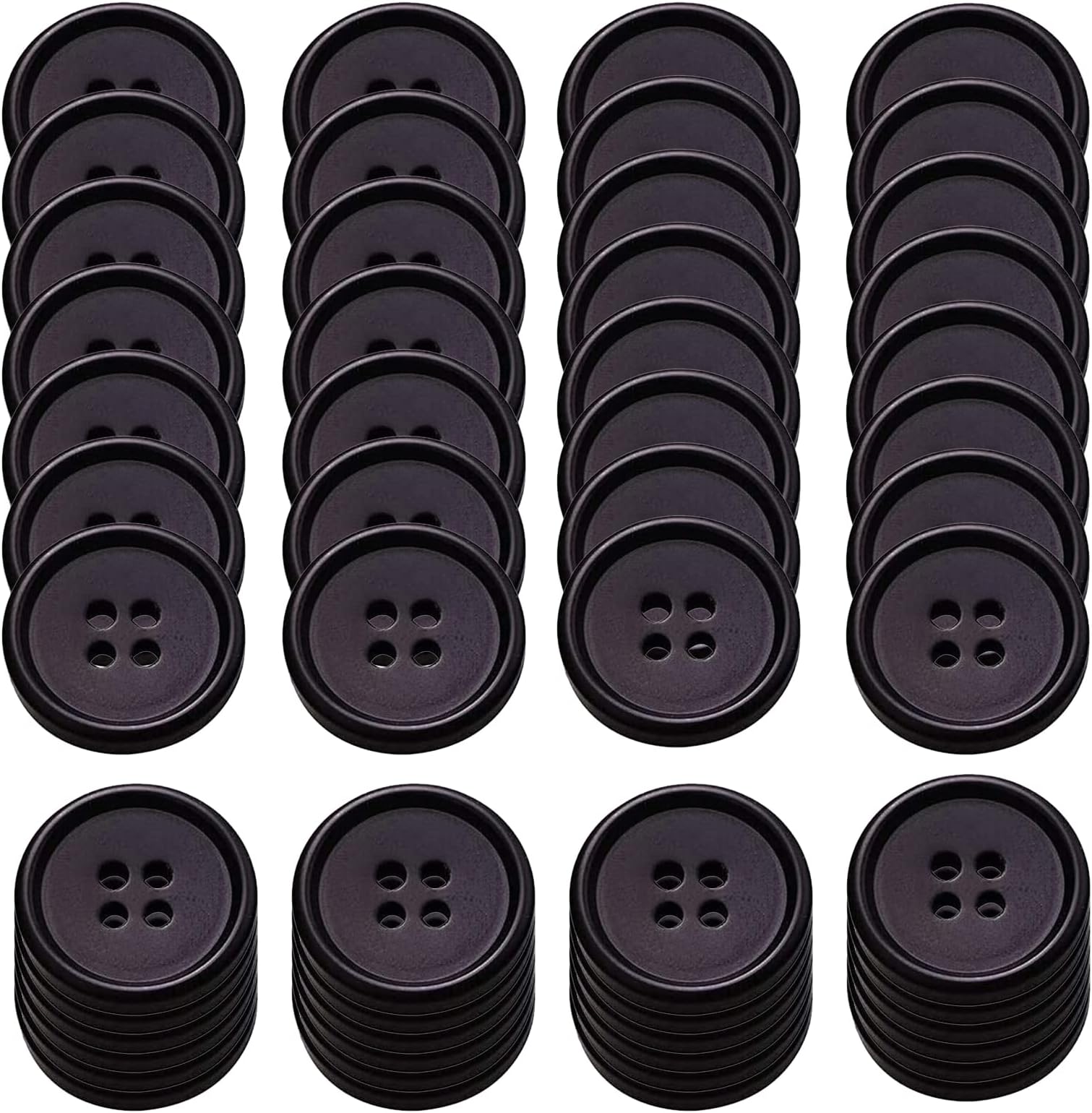 100 Pcs Black Buttons Smooth Round Finish - 10mm Ideal for Sewing ...