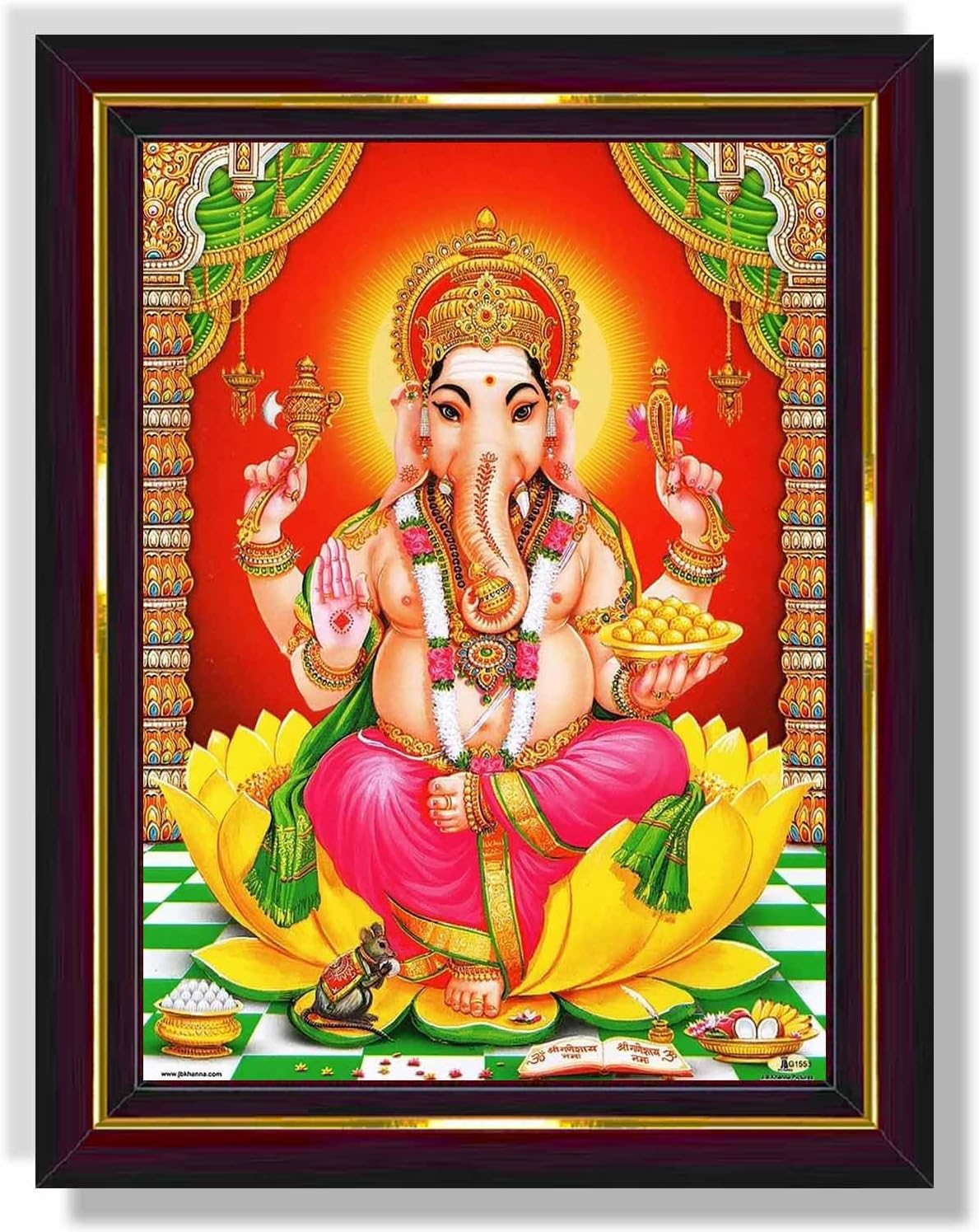 Temple One Ganeshji, Ganpati Bappa Hindu Religious God Golden Frame ...