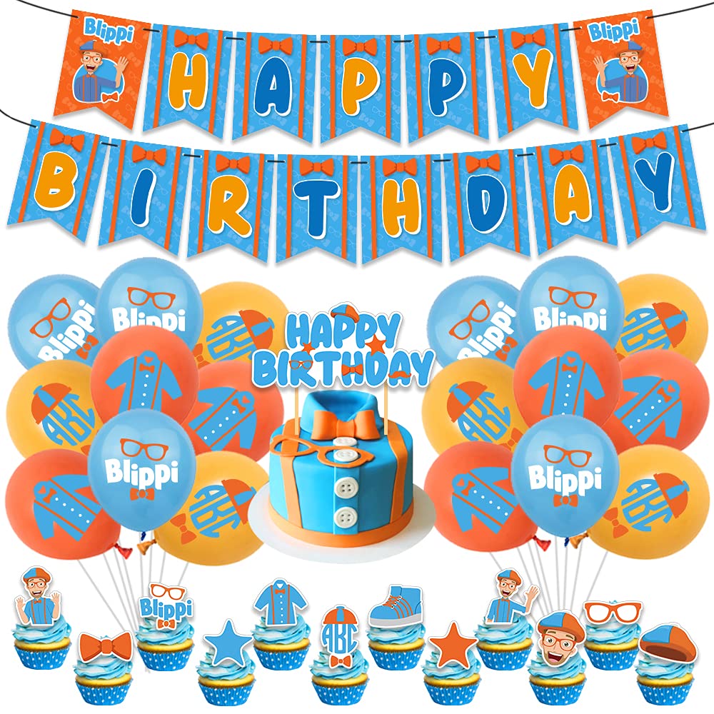 Bilippi Birthday Party Decorations Supplies For Kids Blippi Cartoon ...