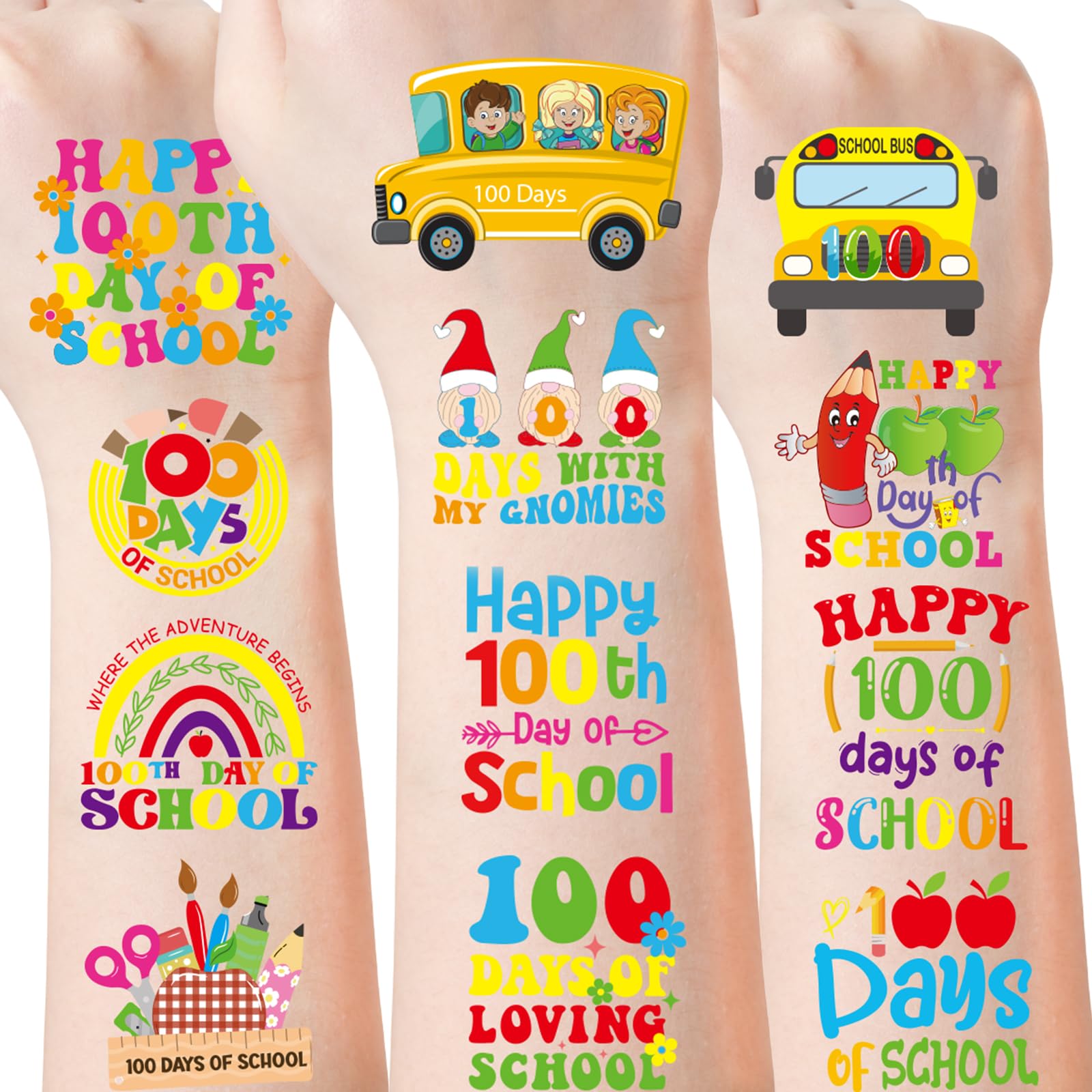 Amazon.com : 100th Day of School Temporary Tattoos - 8 Sheets 320 Pcs ...
