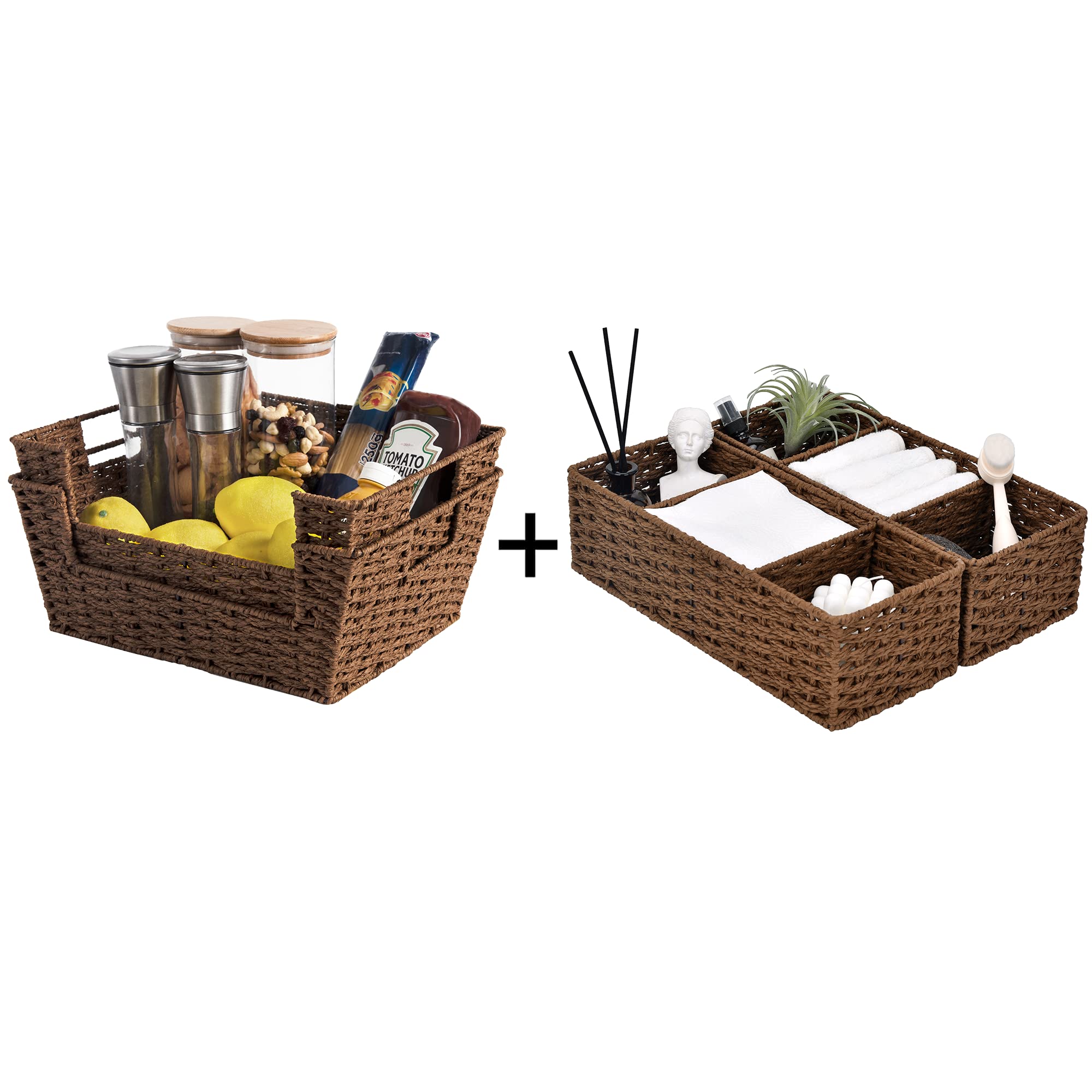 Amazon.com: StorageWorks Handwoven Round Paper Rope Storage Baskets ...