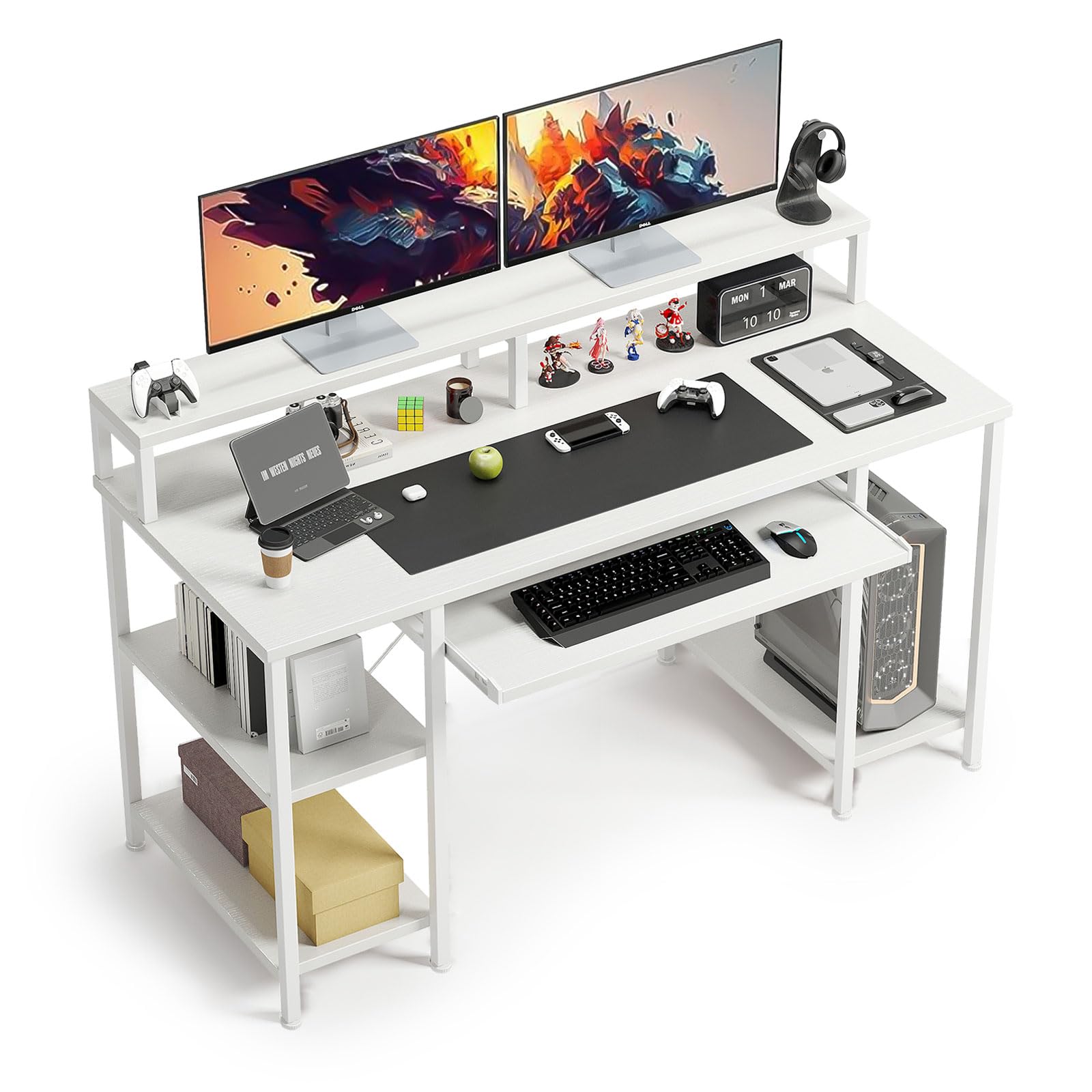 CAIYUN 47" Computer Desk with Keyboard Tray, Office Desk, Home Office ...