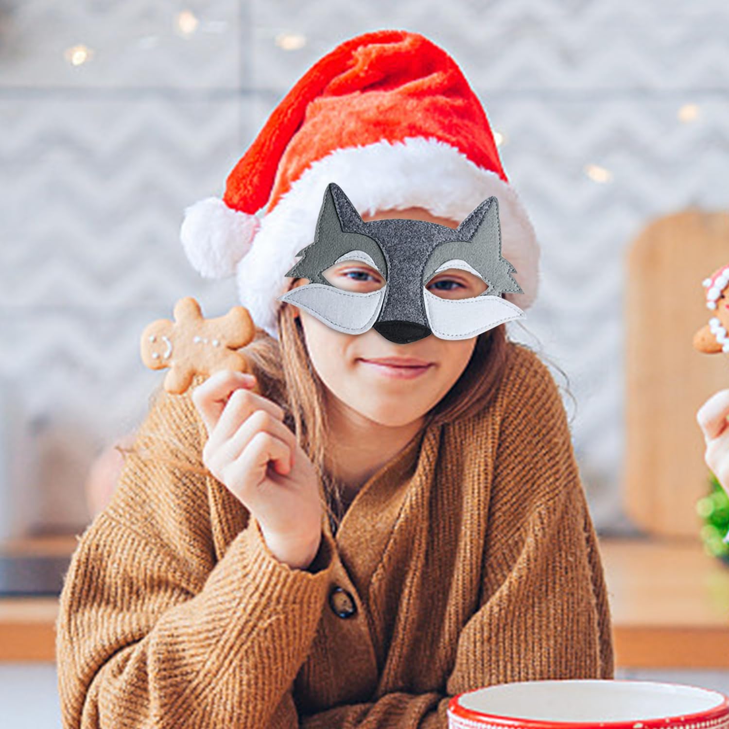 BEIBXHQQ 4 Pieces Gray Wolf Mask, Animal Mask, Gray Wolf Felt Mask ...