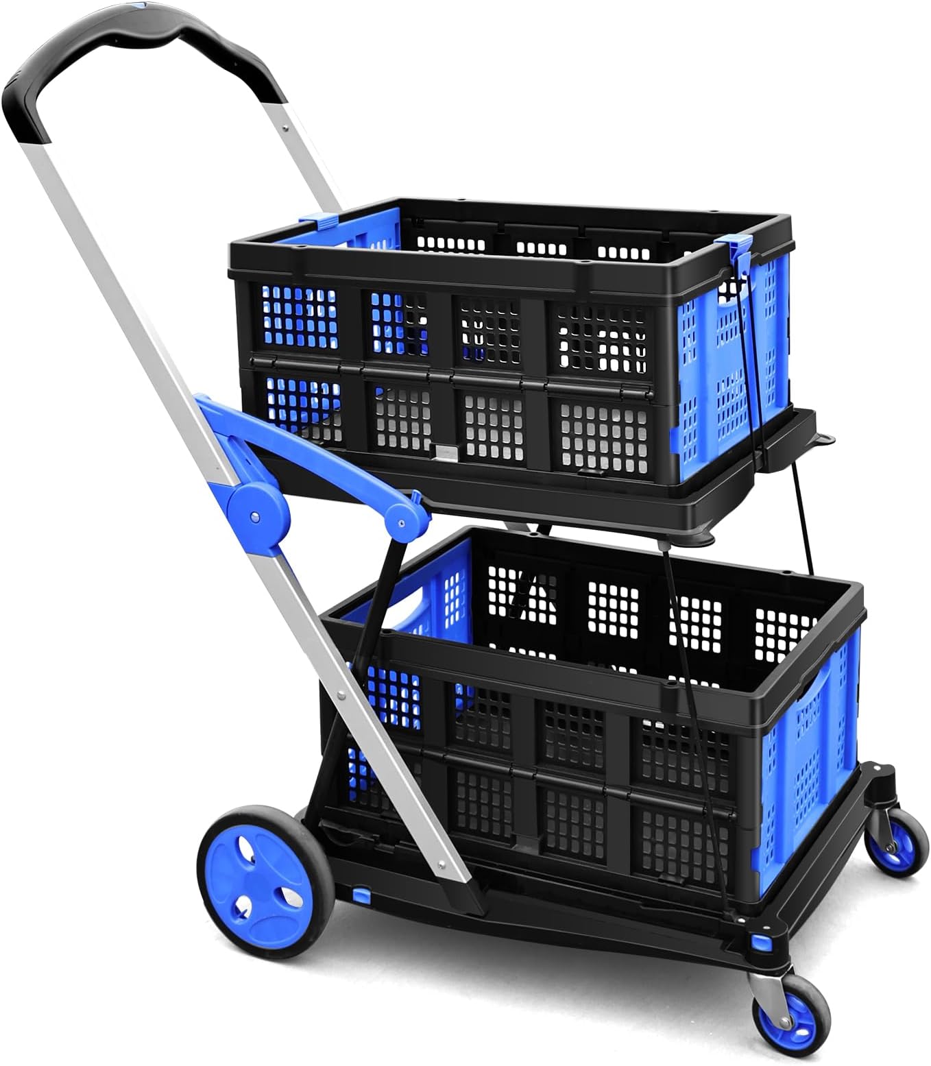 Amazon.com: OSWIN Double Layer Folding Shopping Cart, Foldable Portable ...