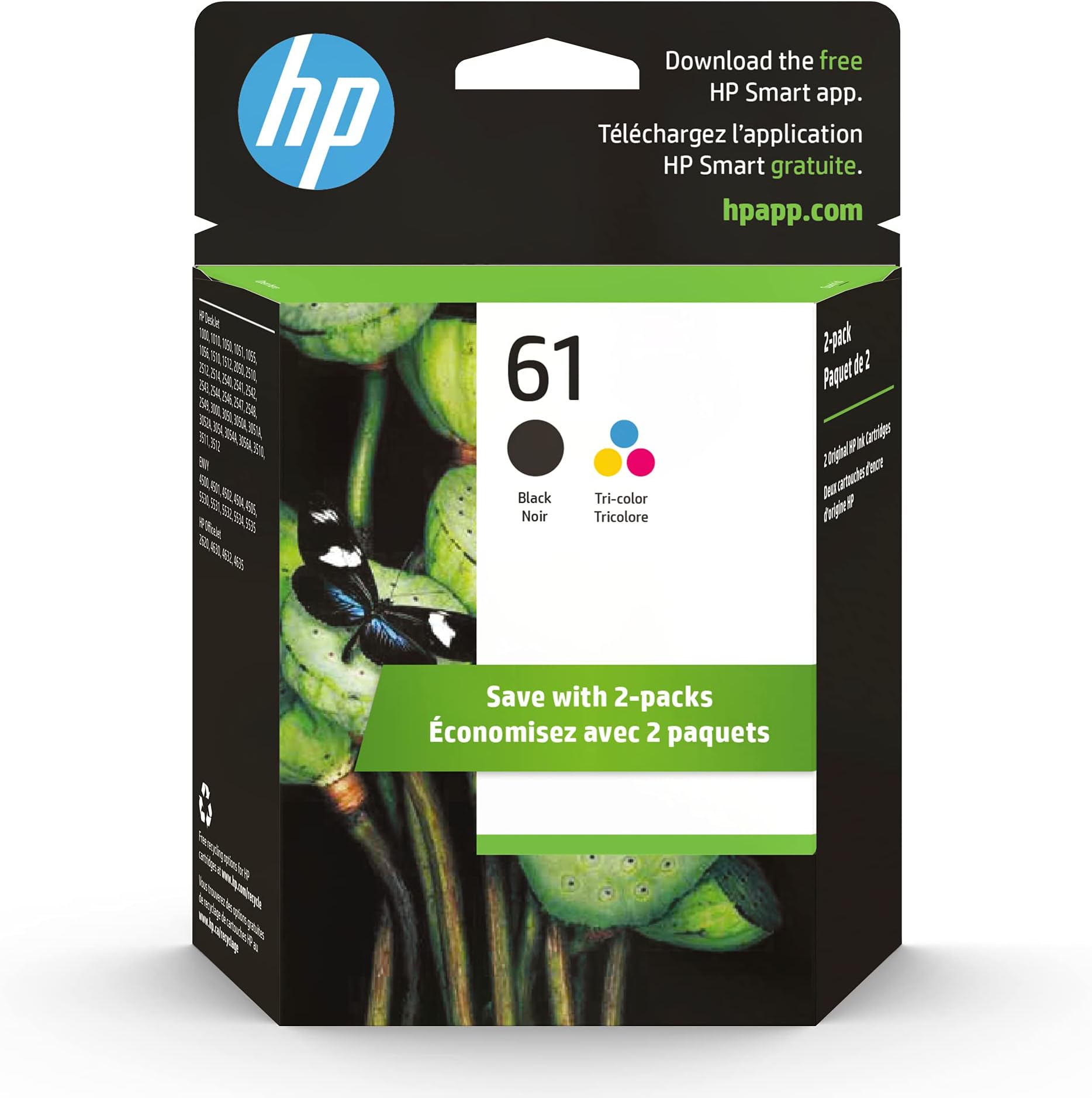 HP 61 Black/Tri-color Ink (2 Count-pack) | Works with DeskJet 1000 ...