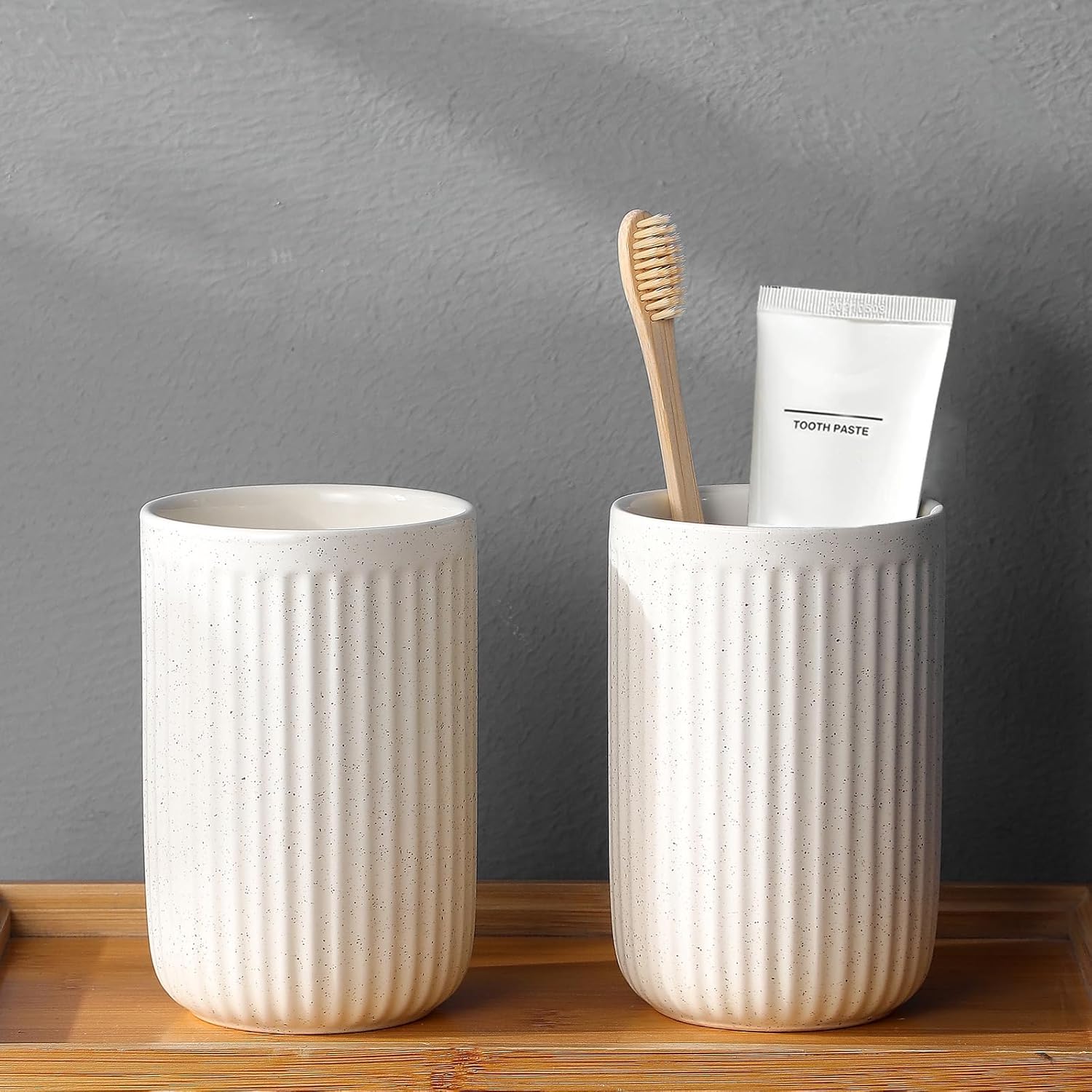 Amazon.com: BSDISP Toothbrush Holders - 2 Cup Ceramic Toothbrush ...