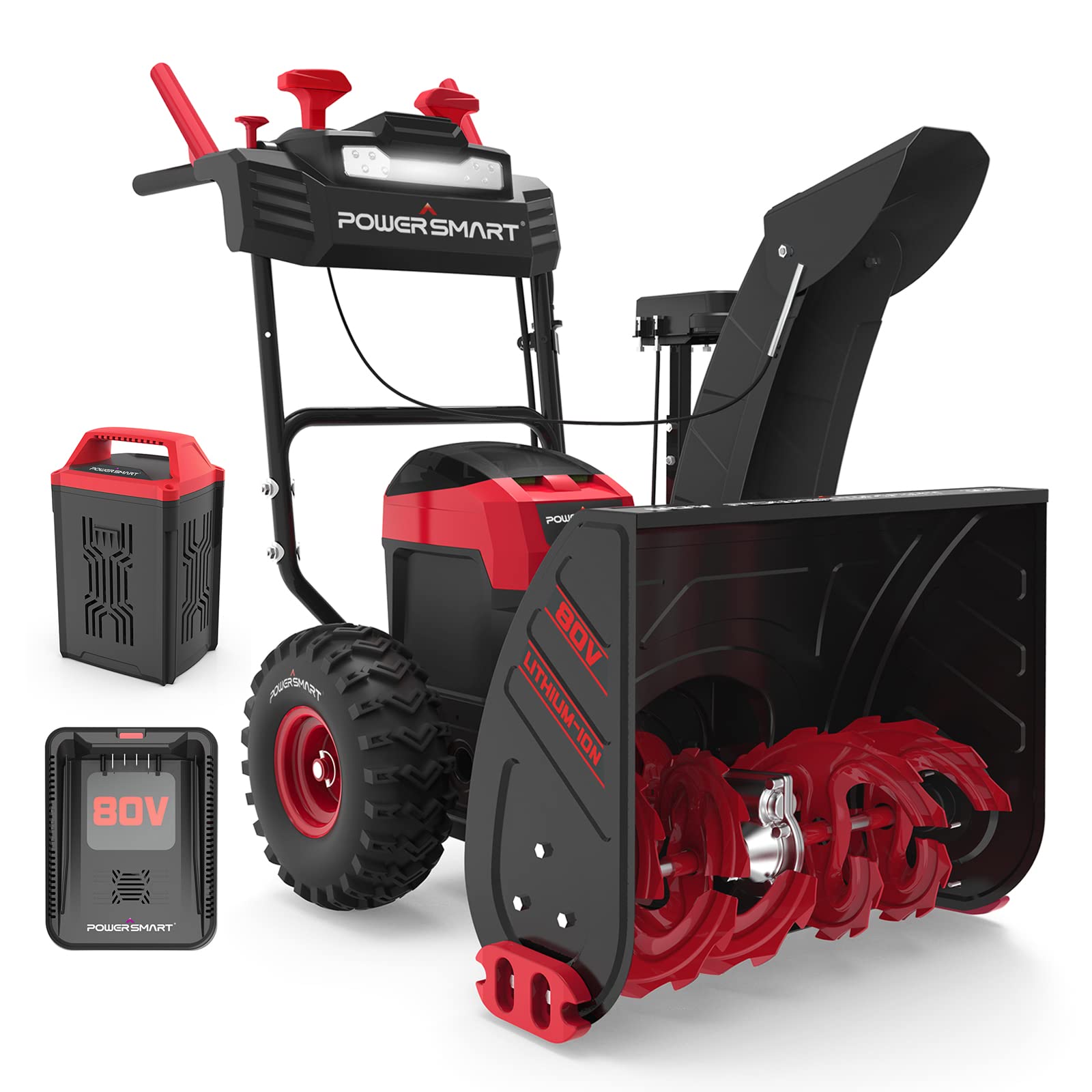 Buy PowerSmart Snow Blower - 80V 6.0Ah, 24Inch Cordless Snow Thrower, 2 ...