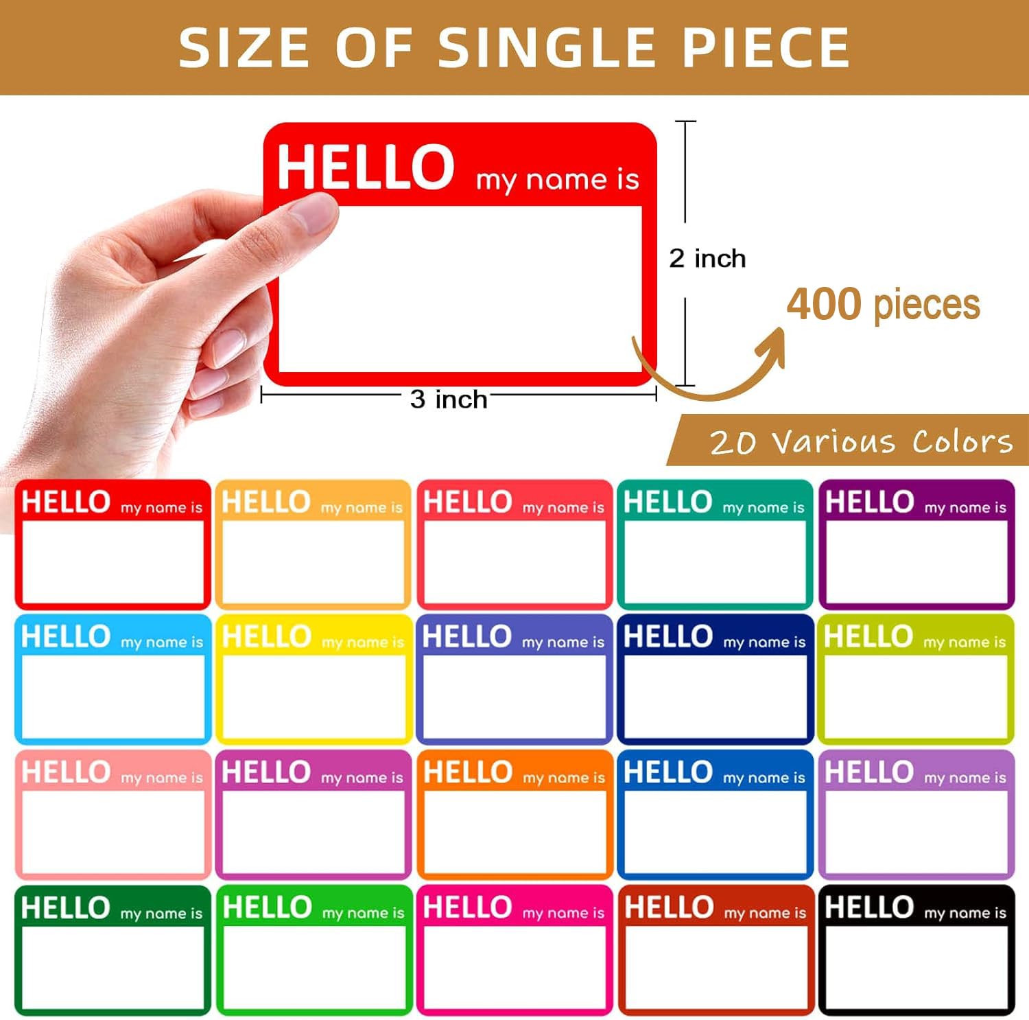 Snapklik.com : 400 Pcs Hello Sticker Labels, My Name Is Stickers Self ...