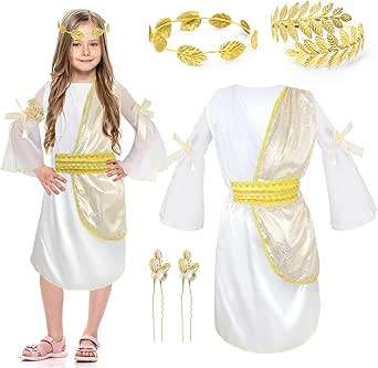 Wendergo 5pcs Ancient Greek Costume Girls, Roman Goddess Costume with ...