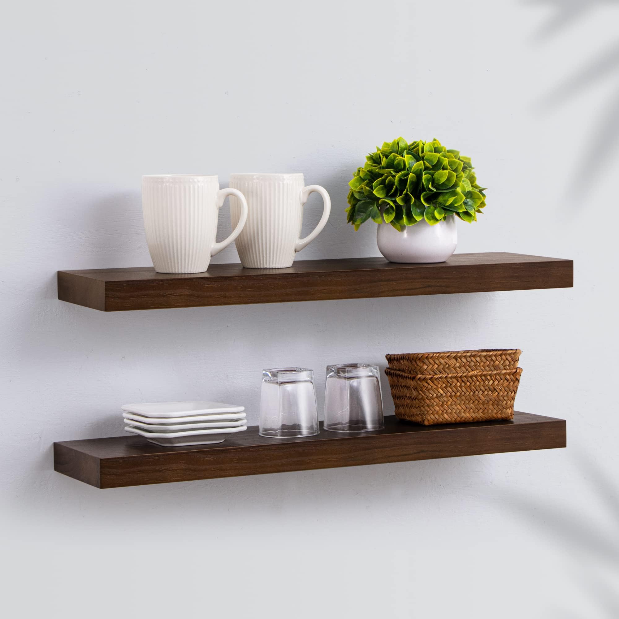 Amazon.com: Rustic Farmhouse Floating Shelves, Bathroom Wooden Shelves ...