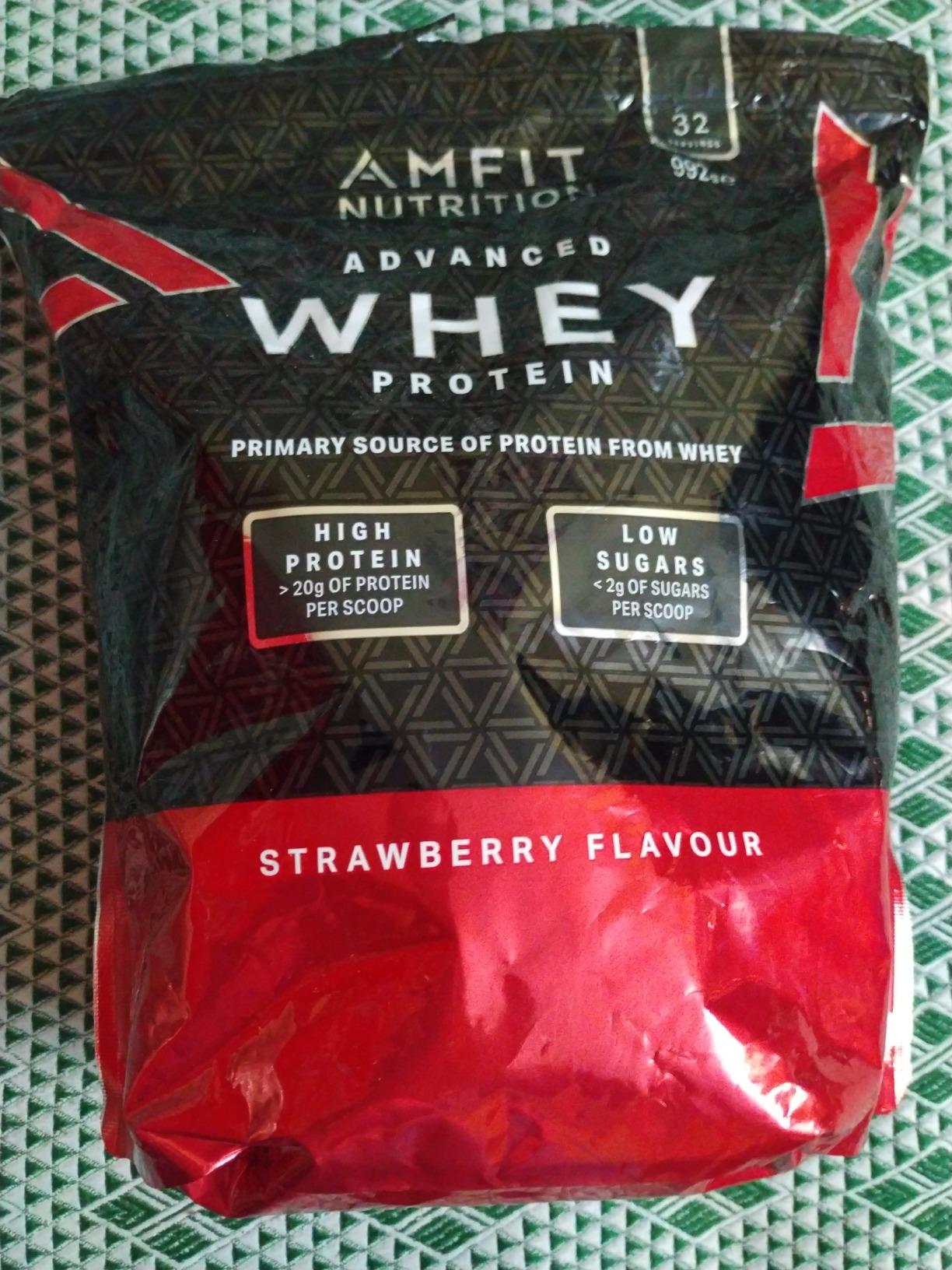 Amazon Brand - Amfit Nutrition Whey Protein Powder - 992 g (Strawberry ...