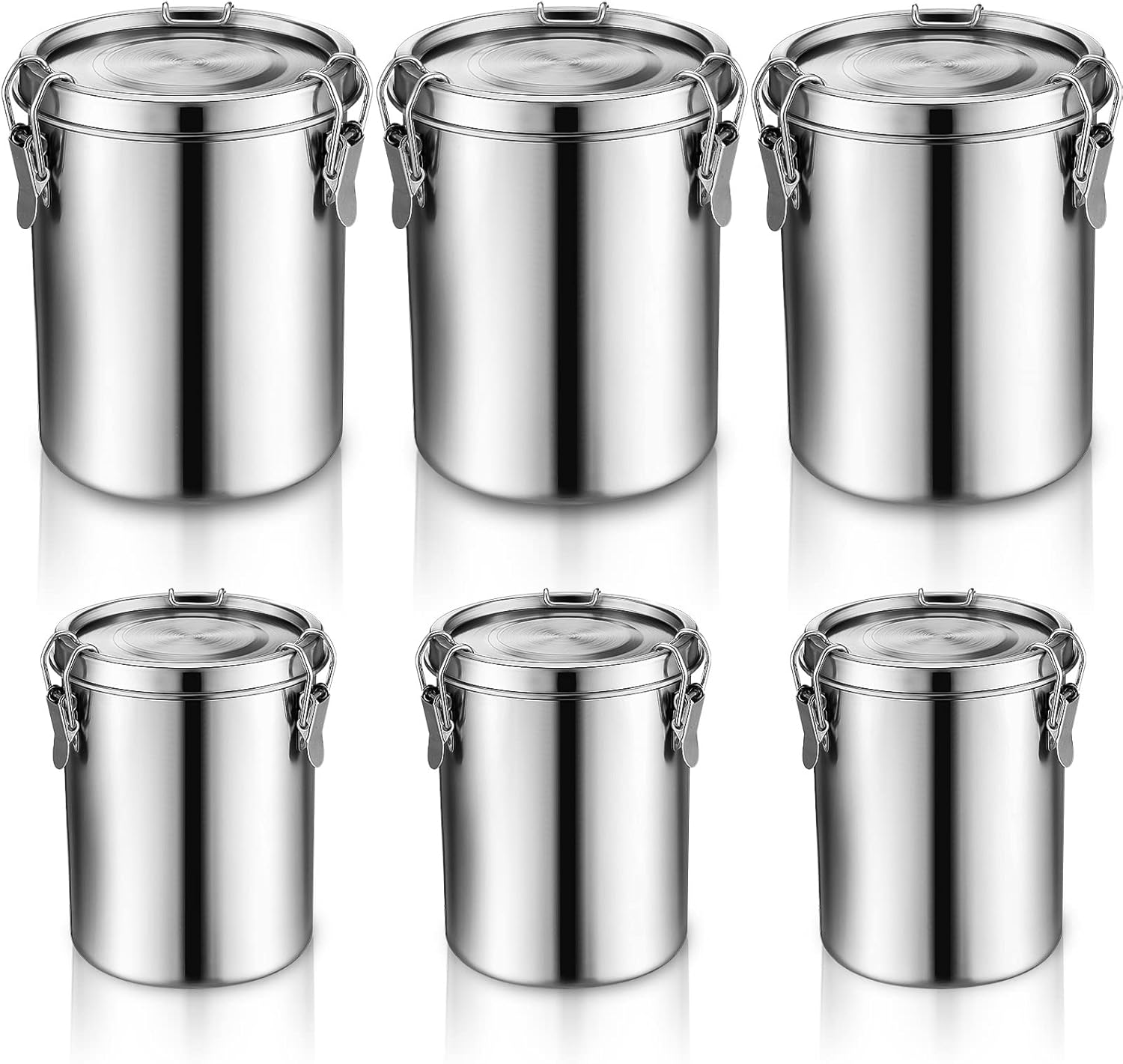 Amazon.com: 6 Pcs Stainless Steel Canisters Sets for Kitchen Counter ...