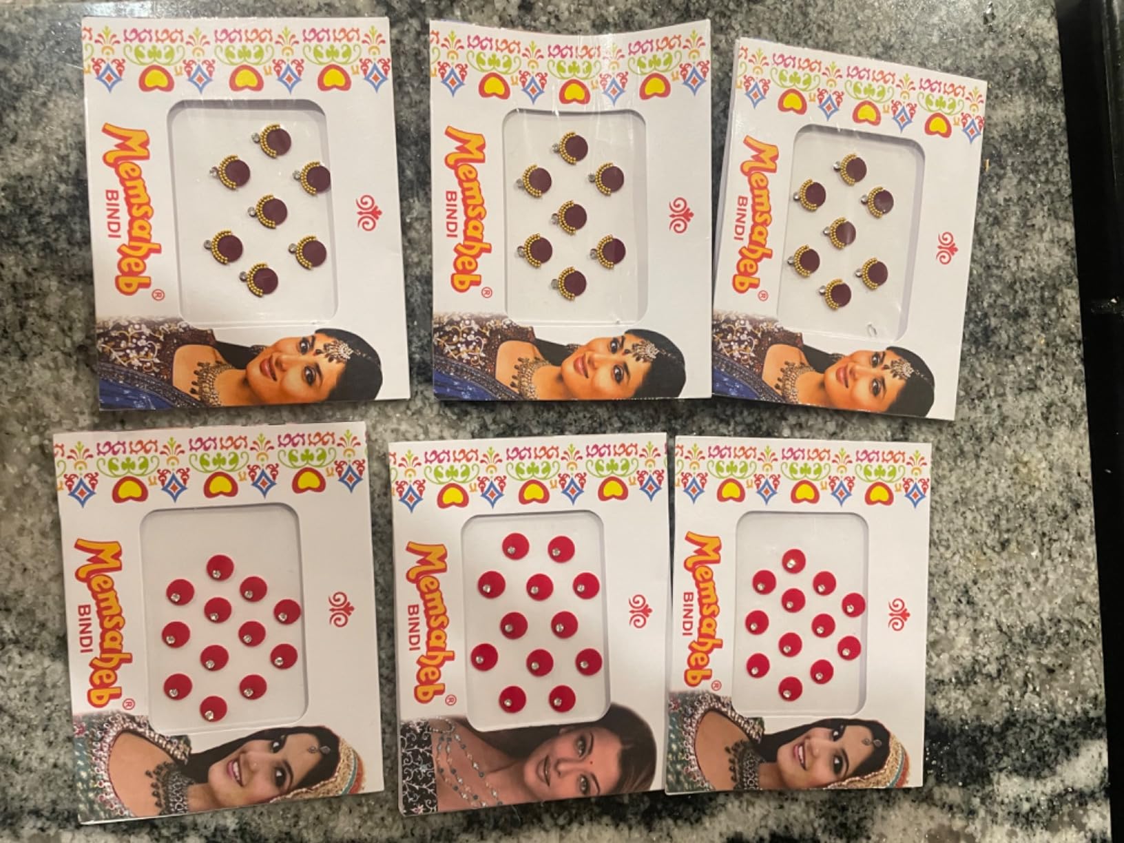 Oj Round Maroon Color Self-Adhesive Bindi With Stone Plain Sticker ...