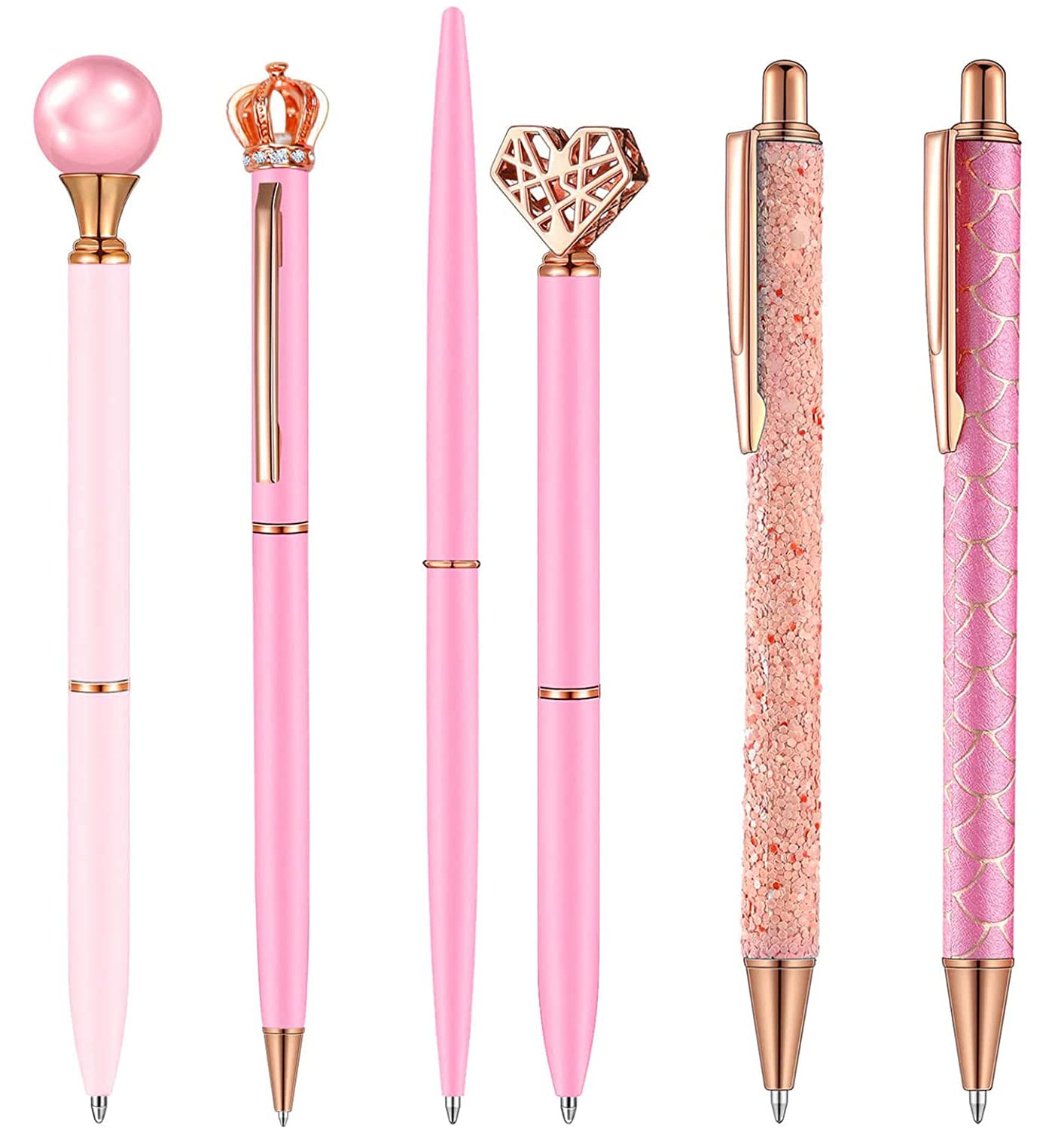 LALOCAPEYO Diamond Gold Glitter Pen Journaling Black Ink Retractable ...