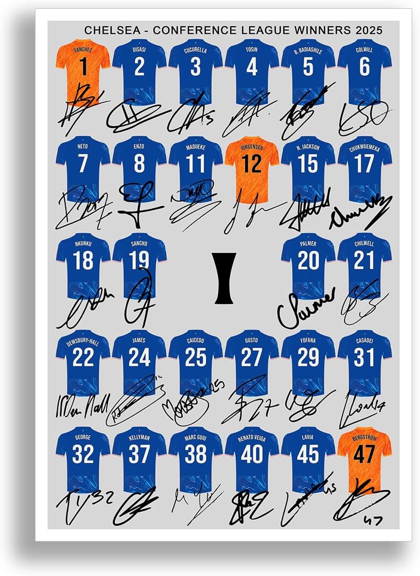 Mounted Gifts Trading Chelsea team squad 2024-2025 Signed poster print ...
