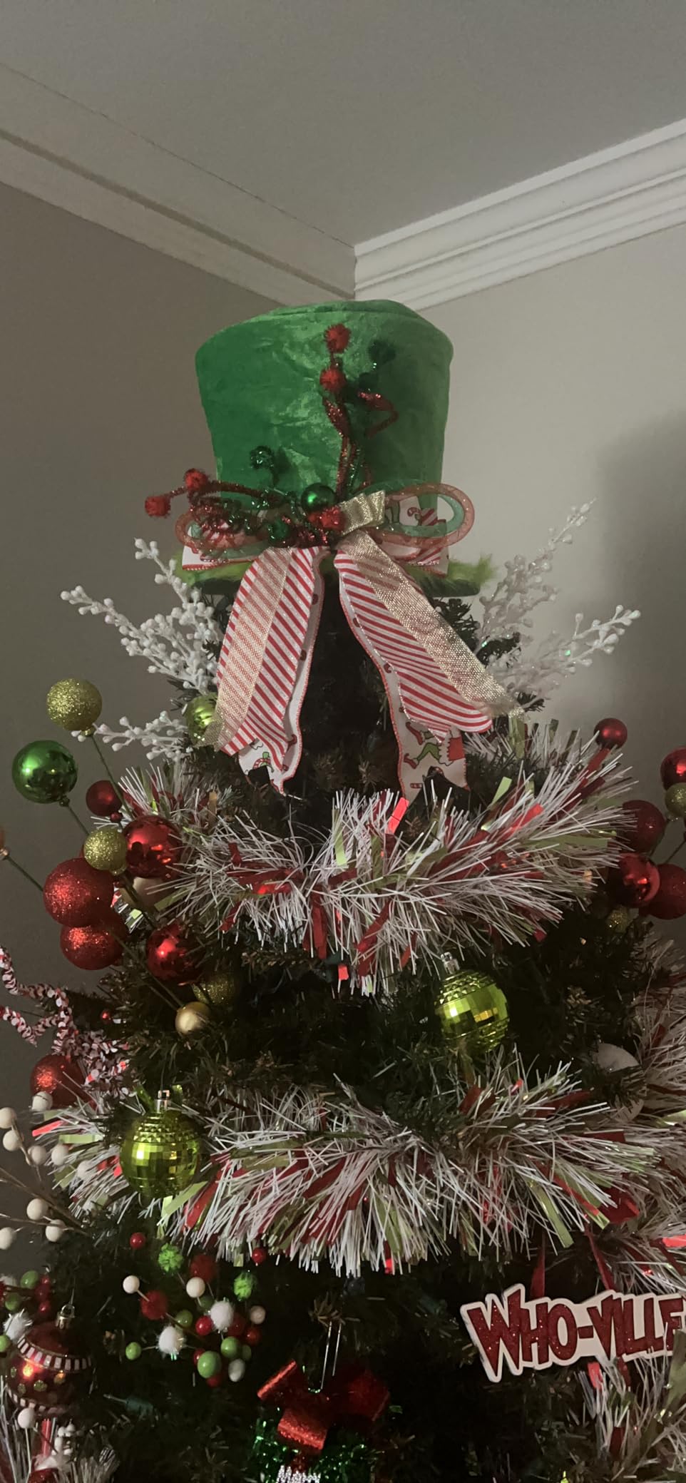 Amazon.com: PARTY KNIGHT Grinch Christmas Tree Topper - Hand Made Tree ...