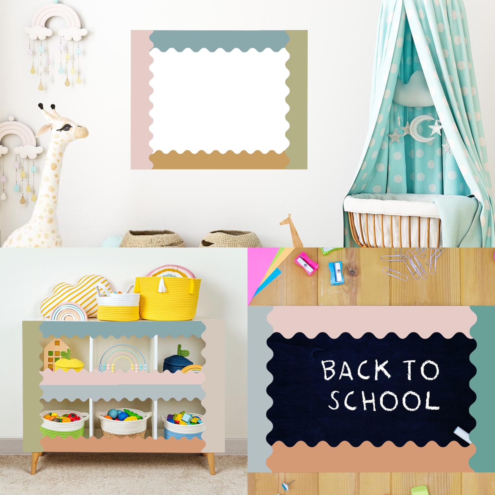 Snapklik.com : 12 Rolls 393.6 Feet Bulletin Board Borders,Boho Colors ...