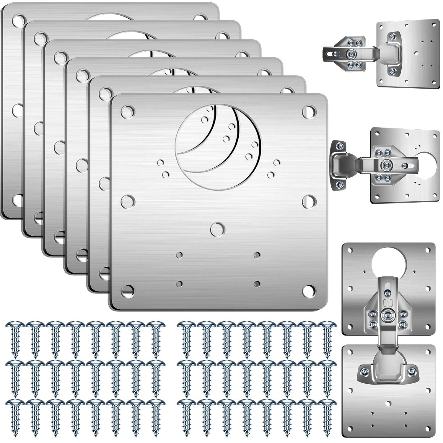 6PCS Hinge Repair Plate,Stainless Steel Hinge Fixing Plate Bracket kit ...