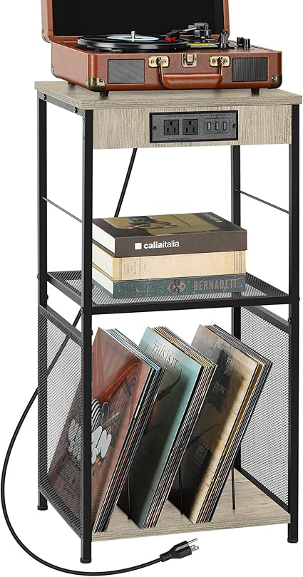 Amazon.com: Record Player Stand with Storage Vinyl Record Storage Table ...