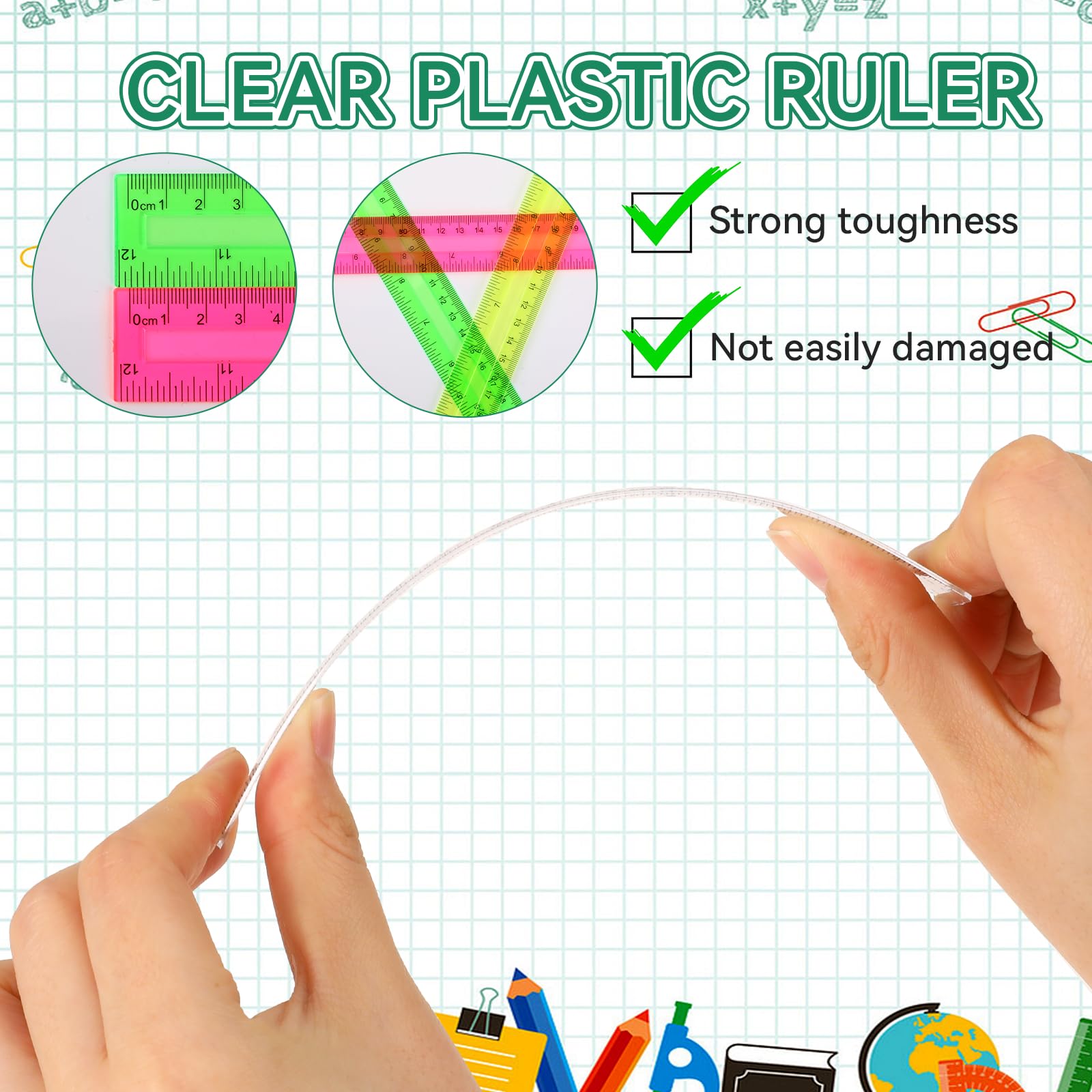 Snapklik.com : 12 Pack Color Transparent Ruler Plastic Rulers 12 Inch ...