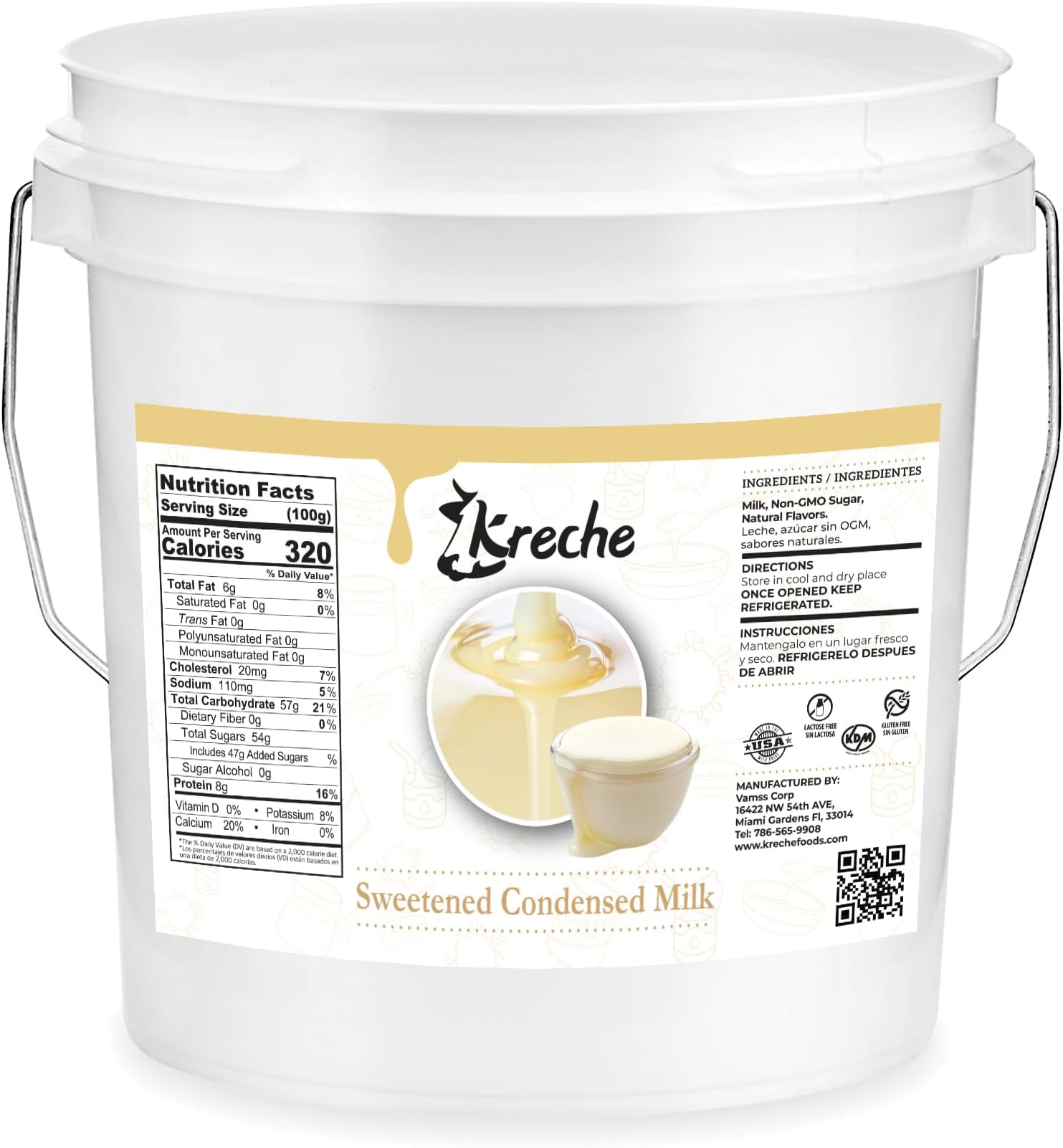 Amazon.com : Kreche Sweetened Condensed Milk (10lbs) : Grocery ...