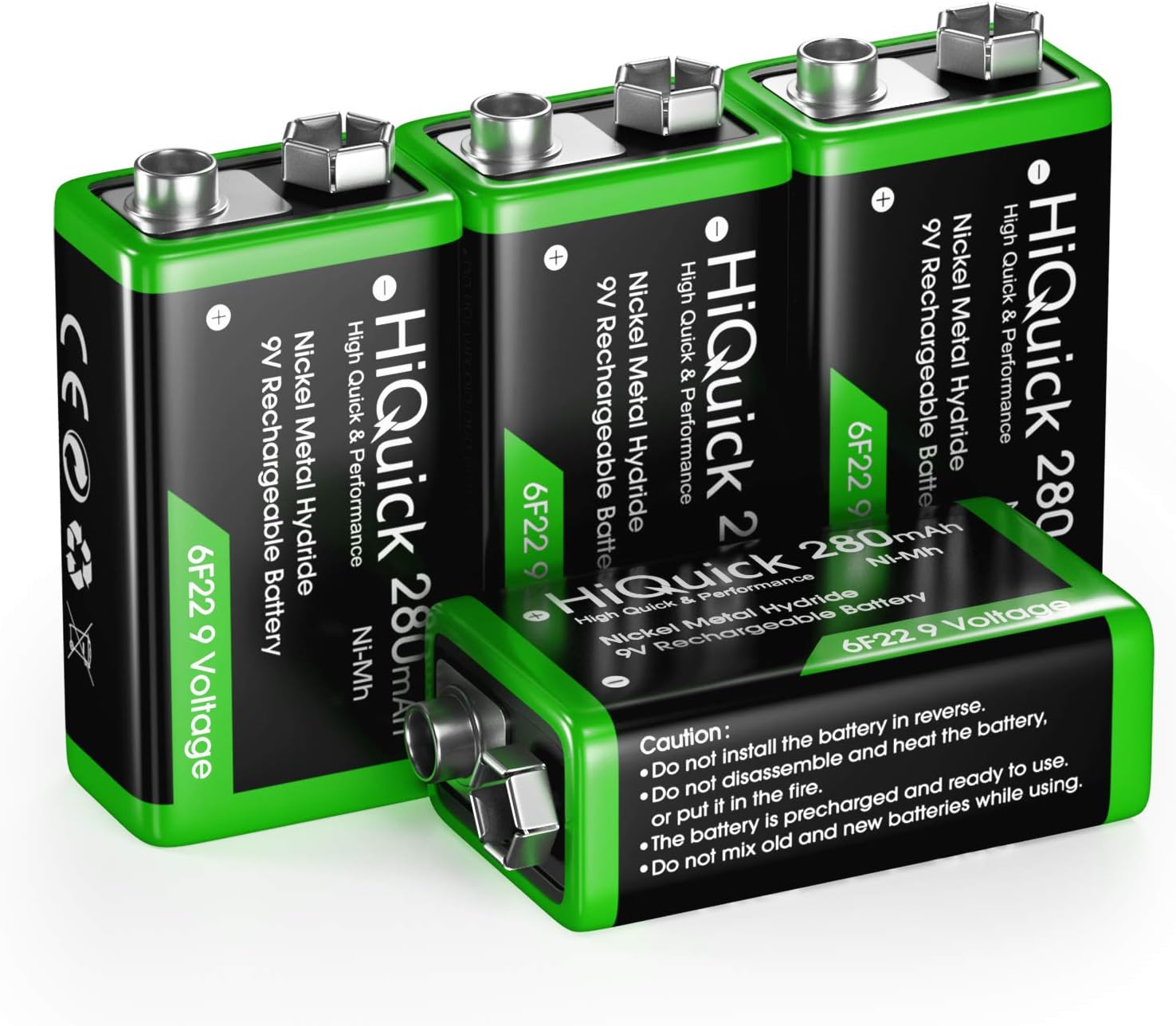 Amazon.com: HiQuick 9V Rechargeable Batteries, 280mAh Ni-MH High ...