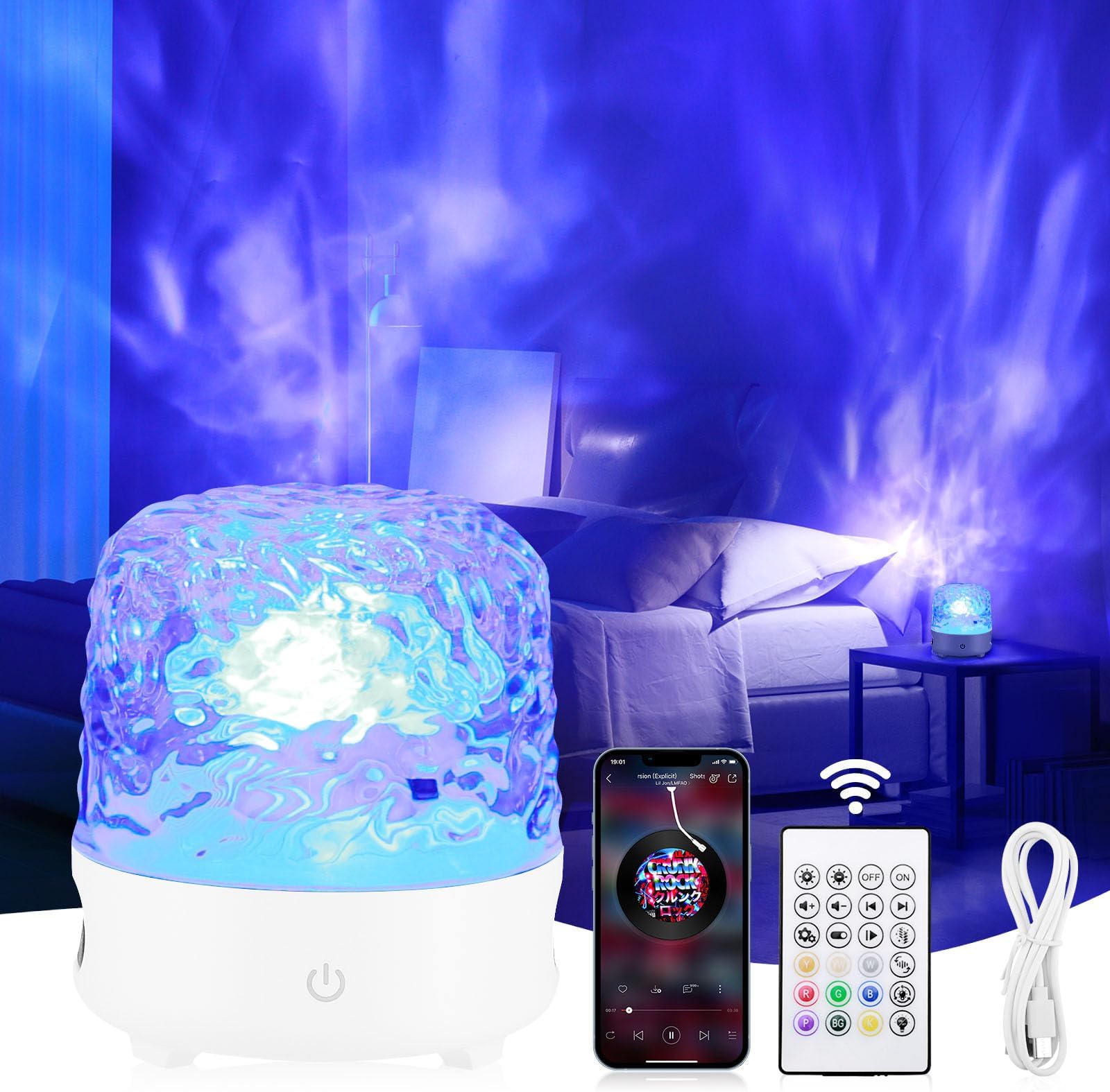 JIAWEN Galaxy Projector Light for Bedroom - Ocean Wave Sensory Light ...