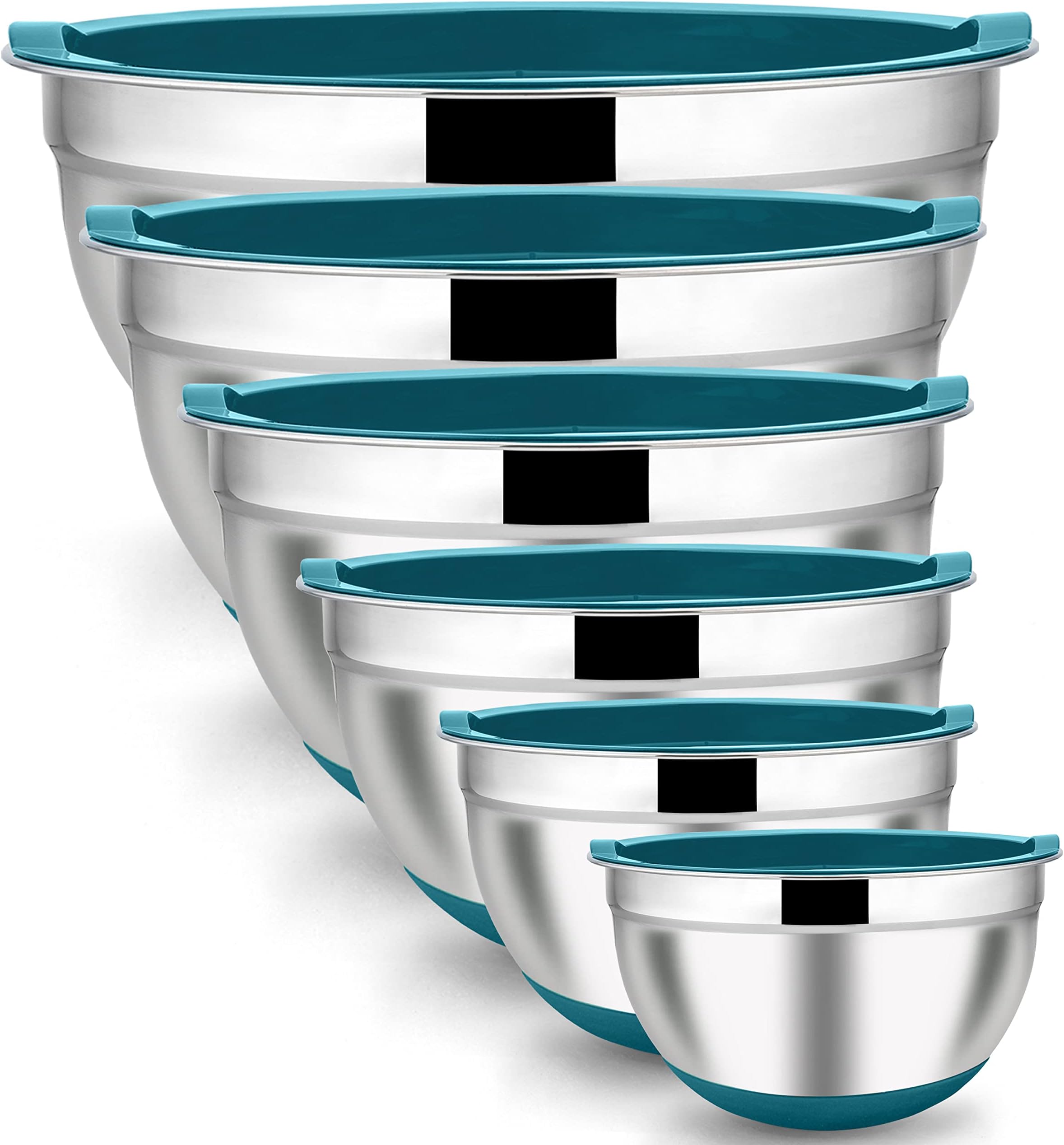 Amazon.com | Norpro 3-Piece Stainless Steel Grip Bowls with Lids, Red ...