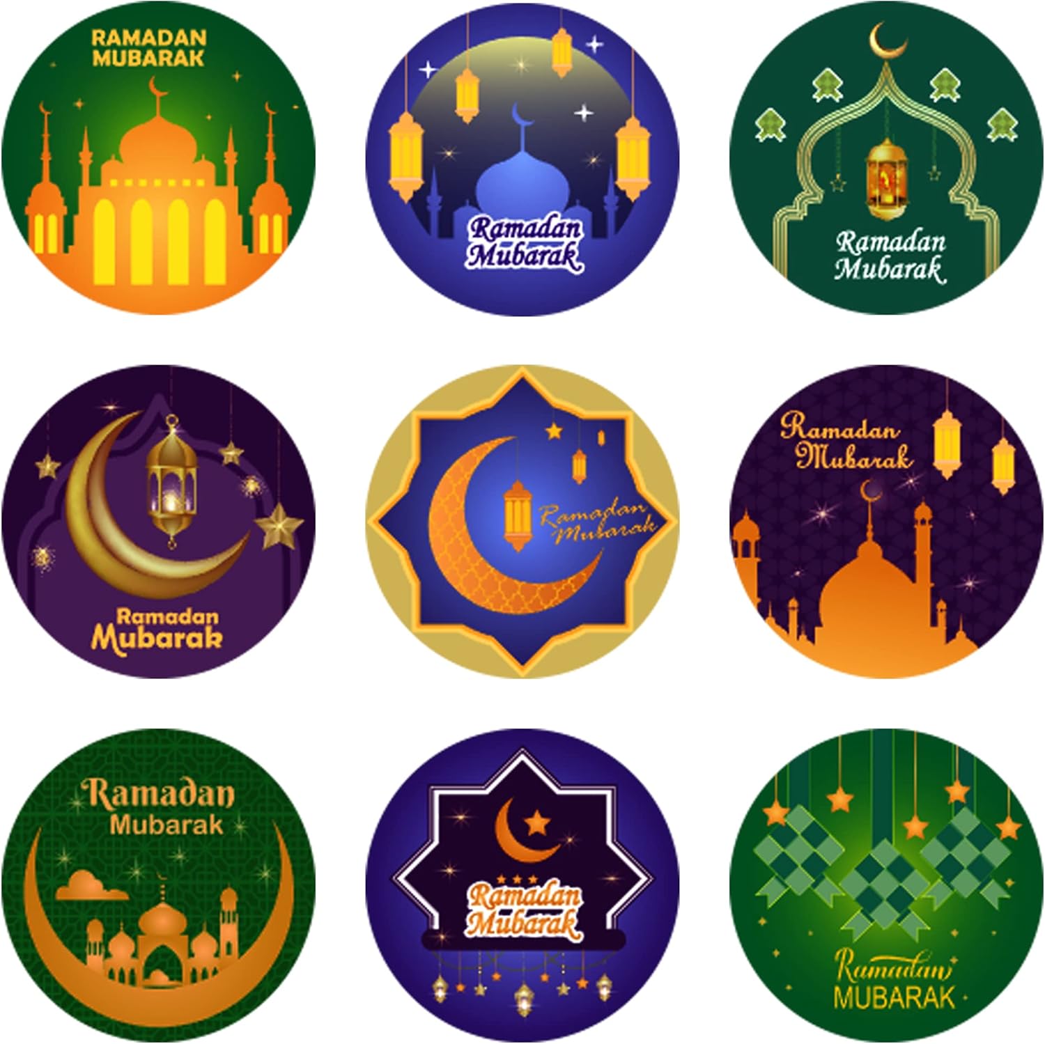 Amazon.com: 20 Sheets Ramadan Mubarak Stickers Party Supplies Ramadan ...
