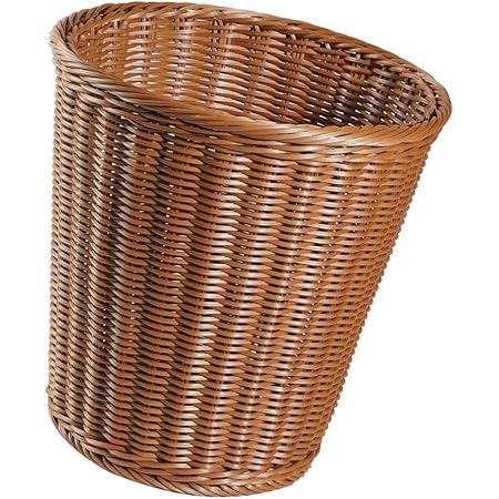 Amazon.com: Round Wicker Trash Can,Handwoven Waste Paper Bin Rattan ...