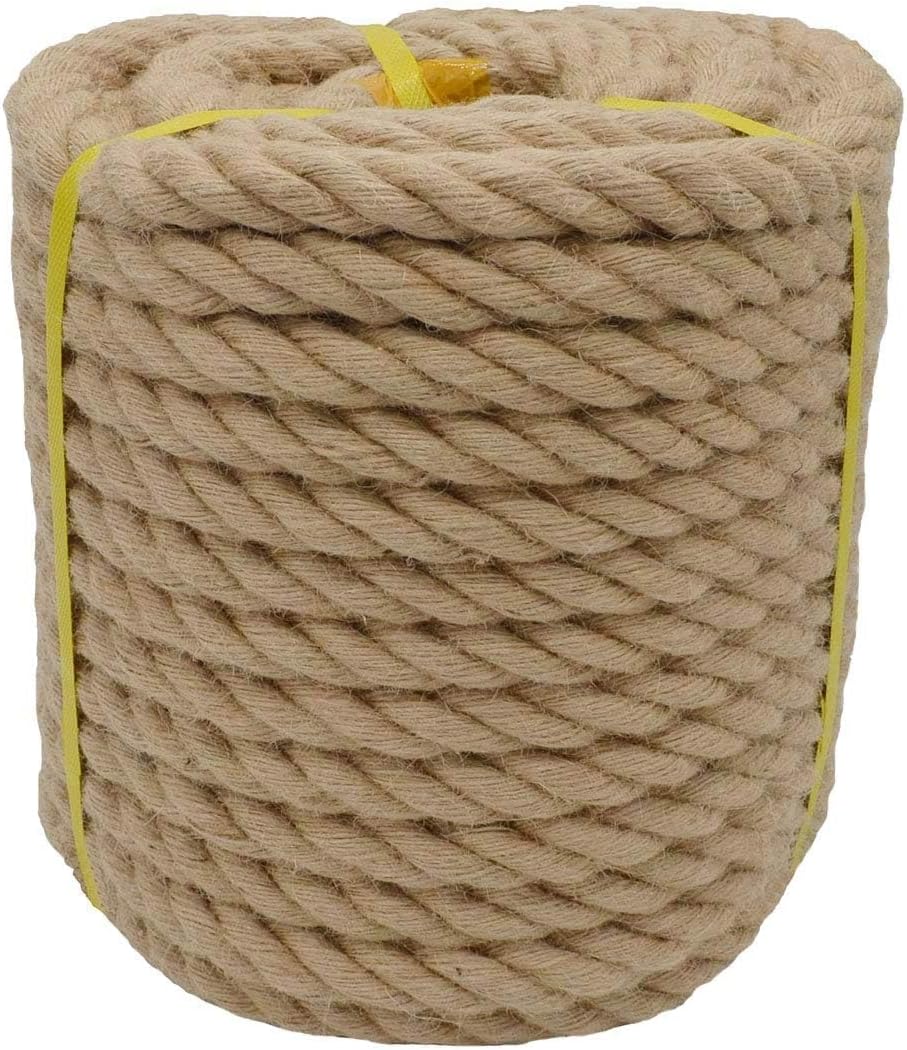 1OO% Natural Hemp Rope (100 ft 1 inch) Twisted Thick Rope - Manila Rope ...