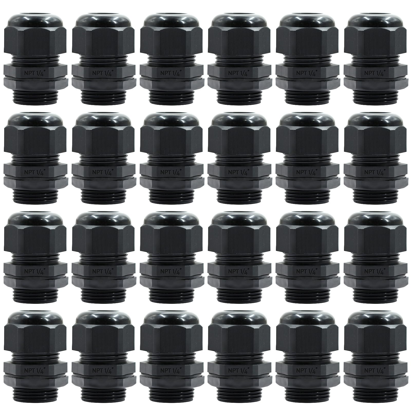 Snapklik.com : 24 Pack 1/4" Black NPT Cable Glands IP68 Waterproof ...