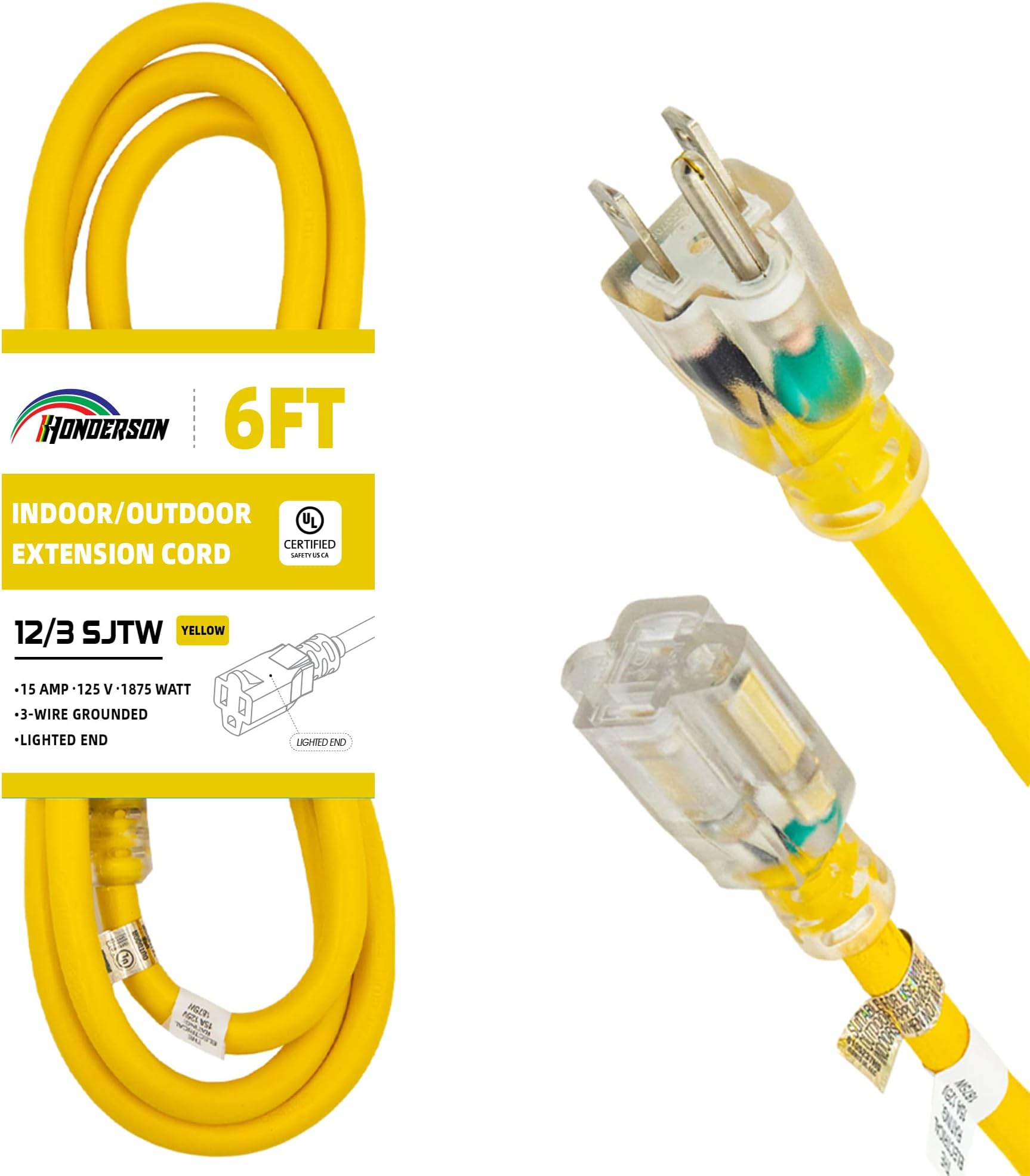 Stanley 33157 Grounded Outdoor Extension Power Cord, 15-Feet, Yellow ...