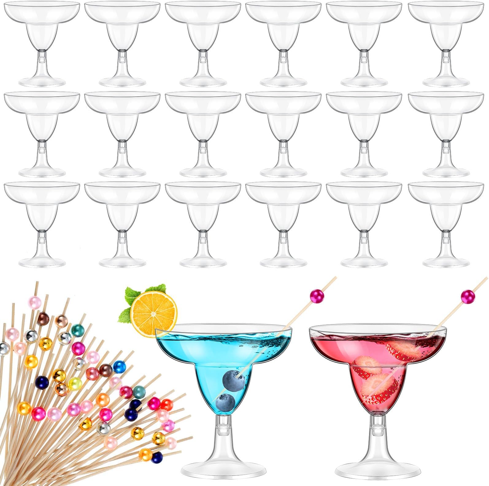 Amazon.com: Baderke 90 Pcs Plastic Martini Glasses and Pearl Cocktail ...